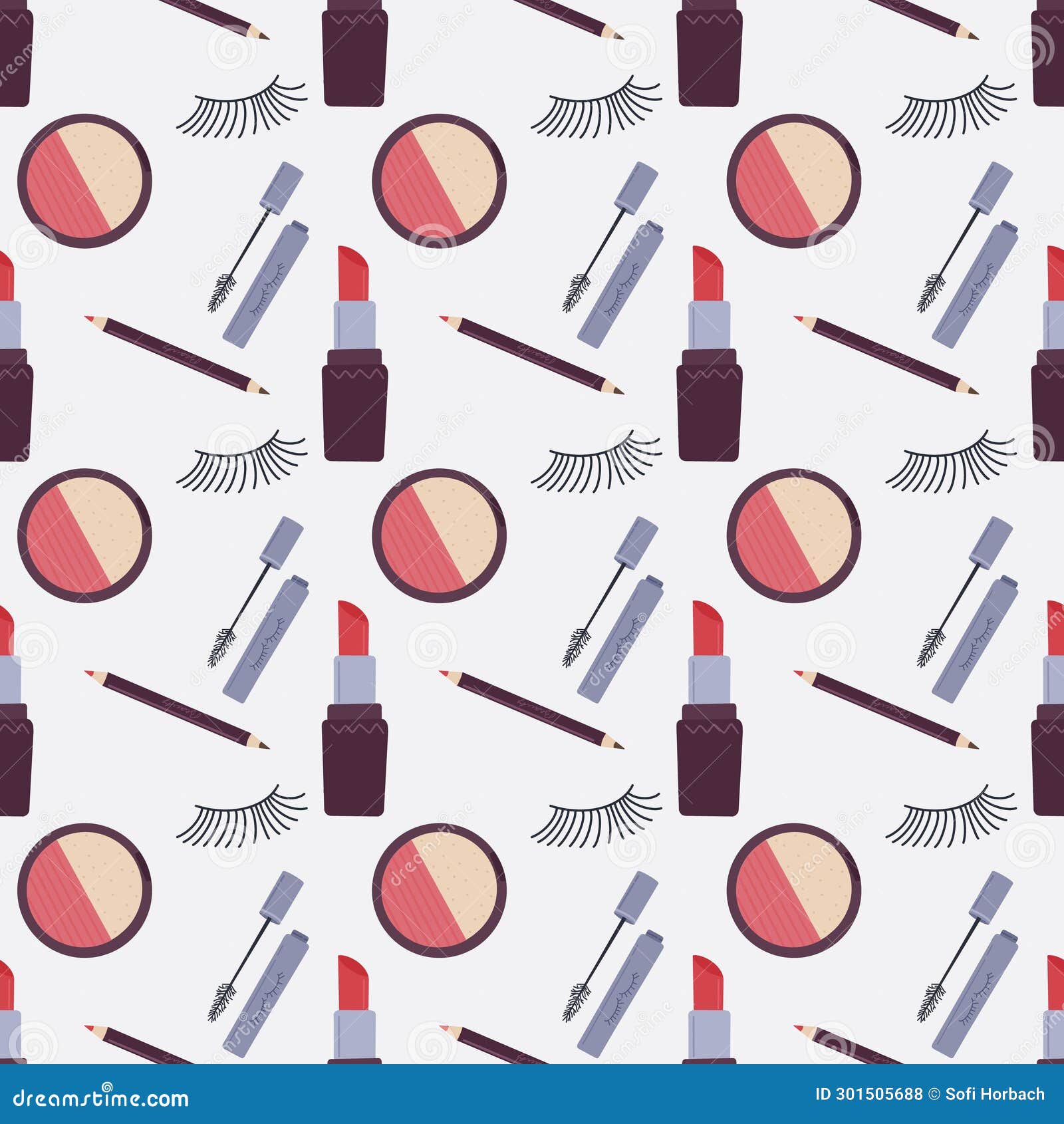 Makeup, Cosmetic Pattern. Endless Texture Design Stock Illustration ...