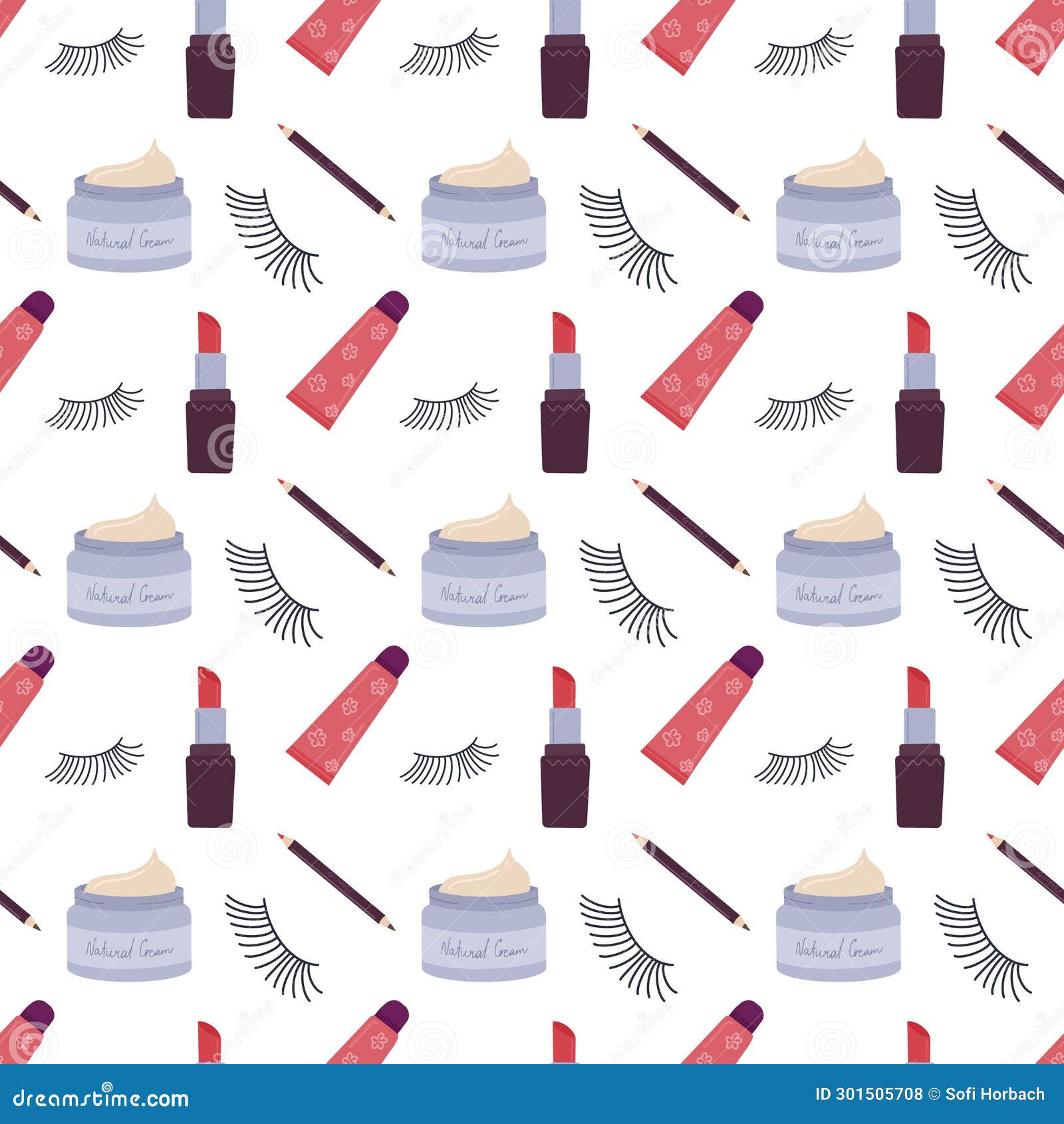 Makeup, Cosmetic Pattern. Endless Texture Design Stock Illustration ...