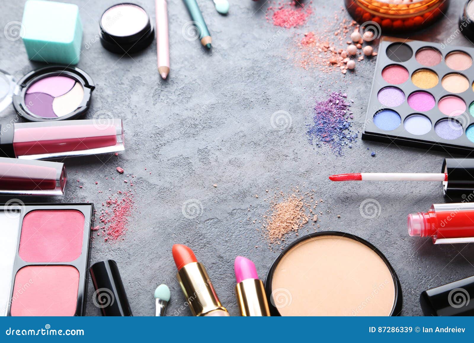 Makeup cosmetics stock image. Image of palette, facial - 87286339
