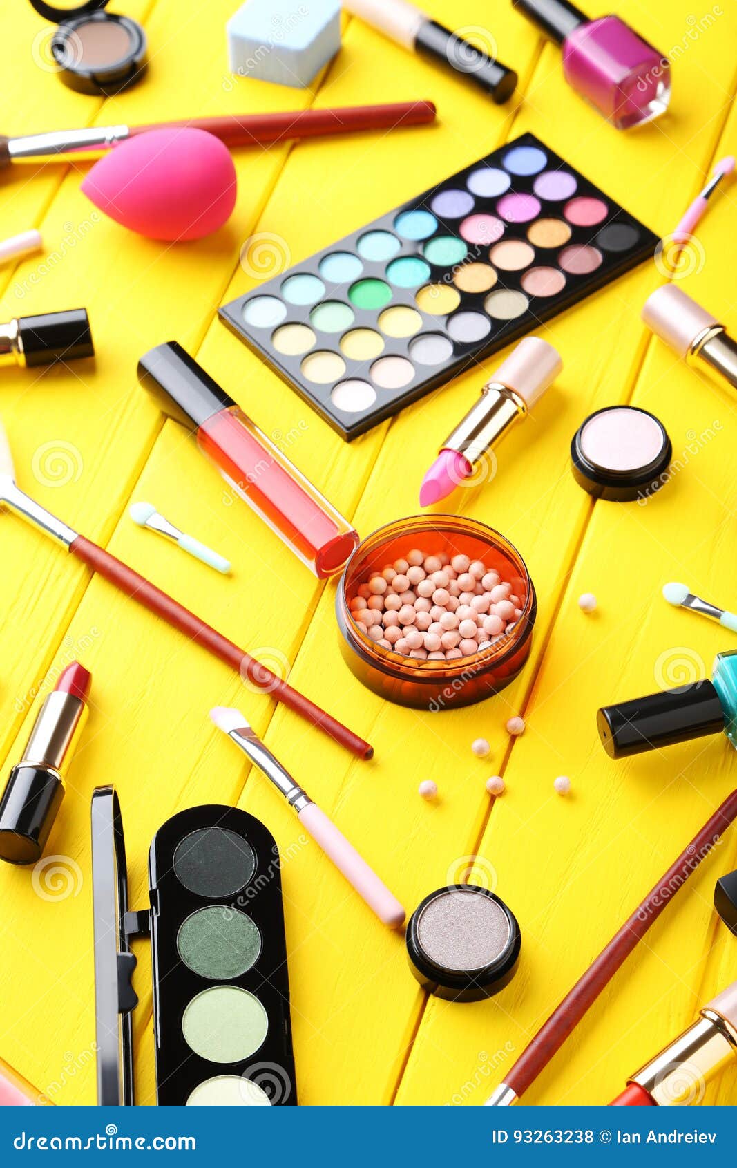Makeup cosmetics stock photo. Image of brush, glamour - 93263238