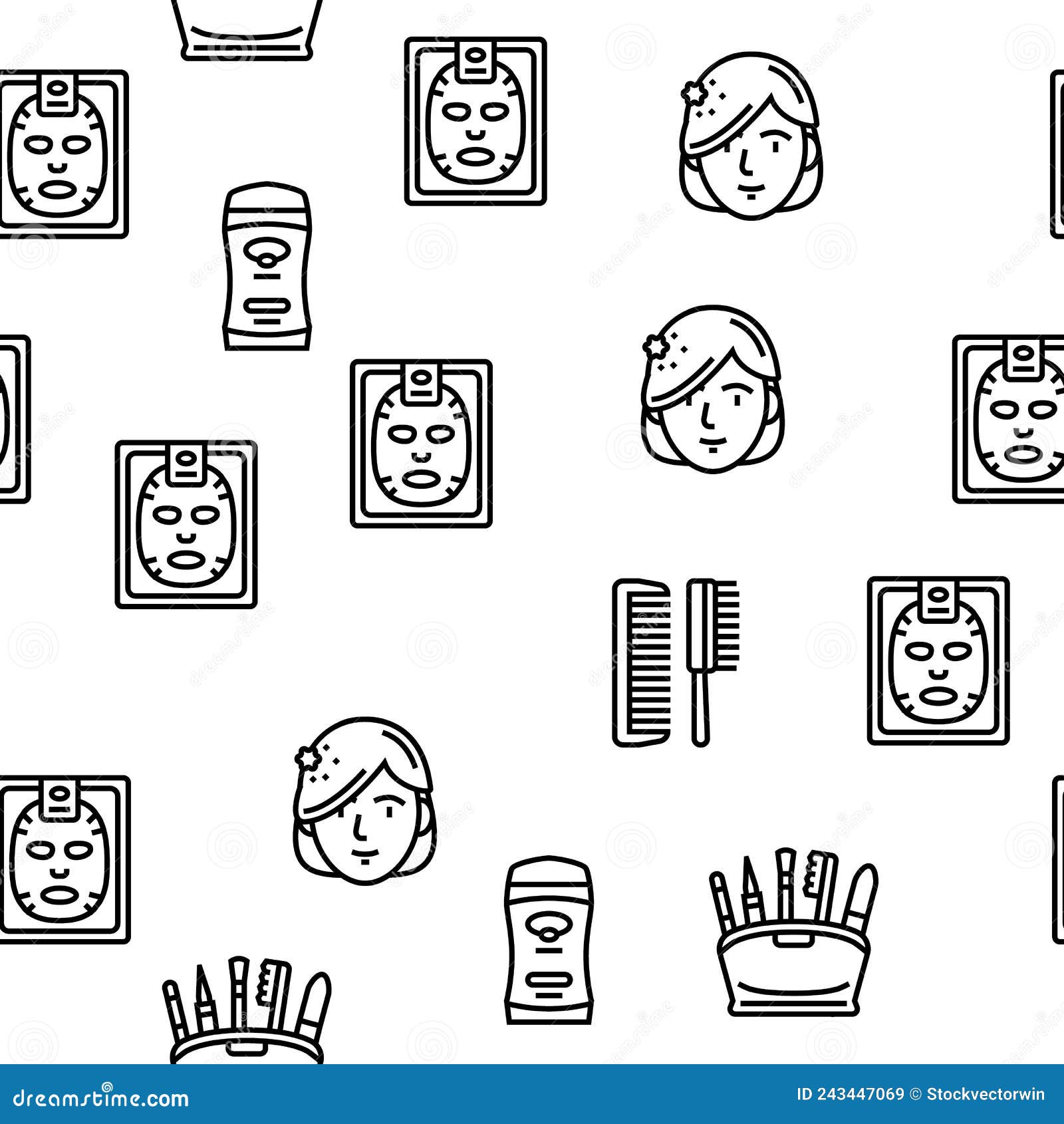 Makeup Cosmetology Procedure Vector Seamless Pattern Stock Vector ...