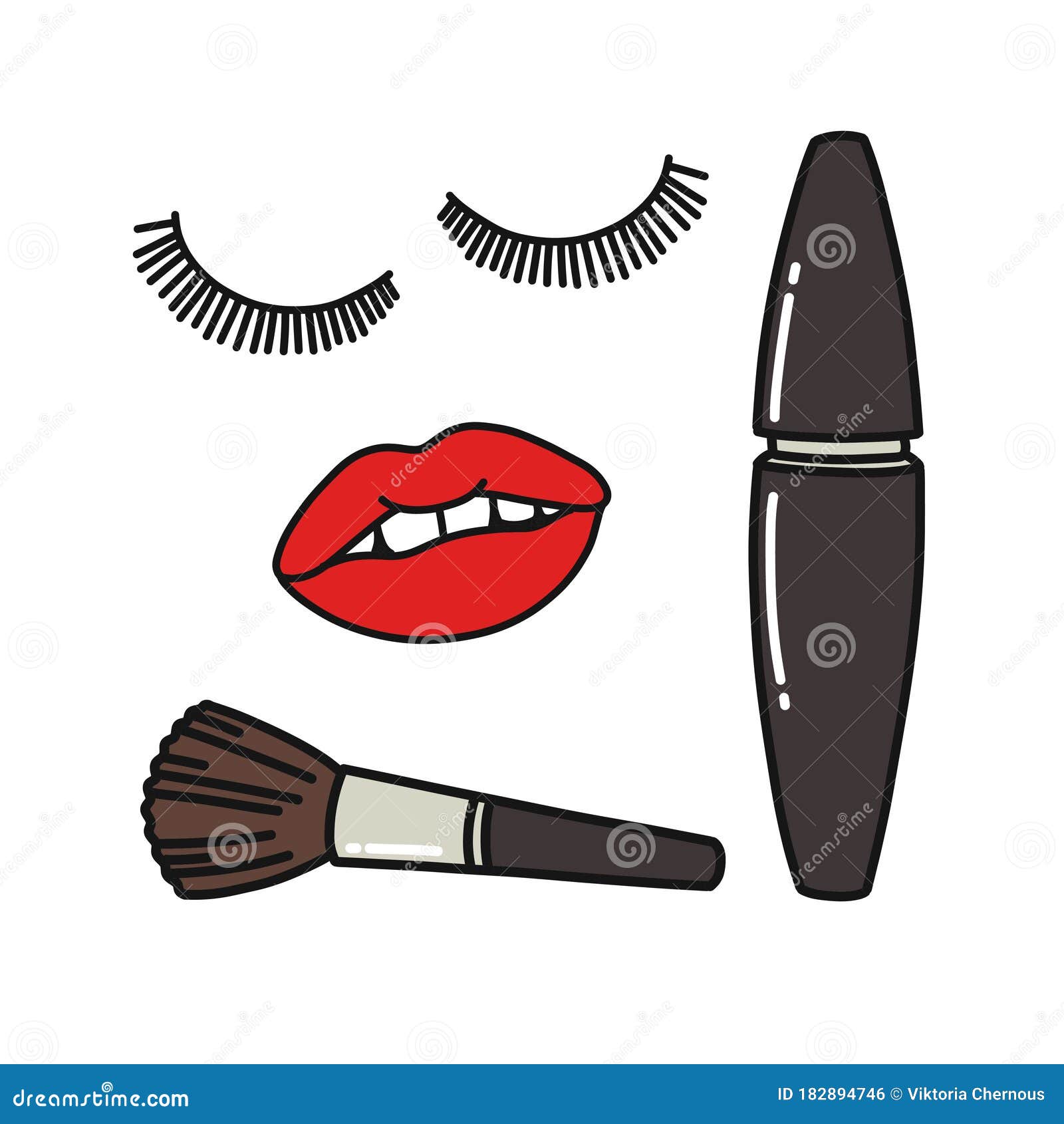 Makeup Doodle Icon, Vector Illustration Stock Illustration ...