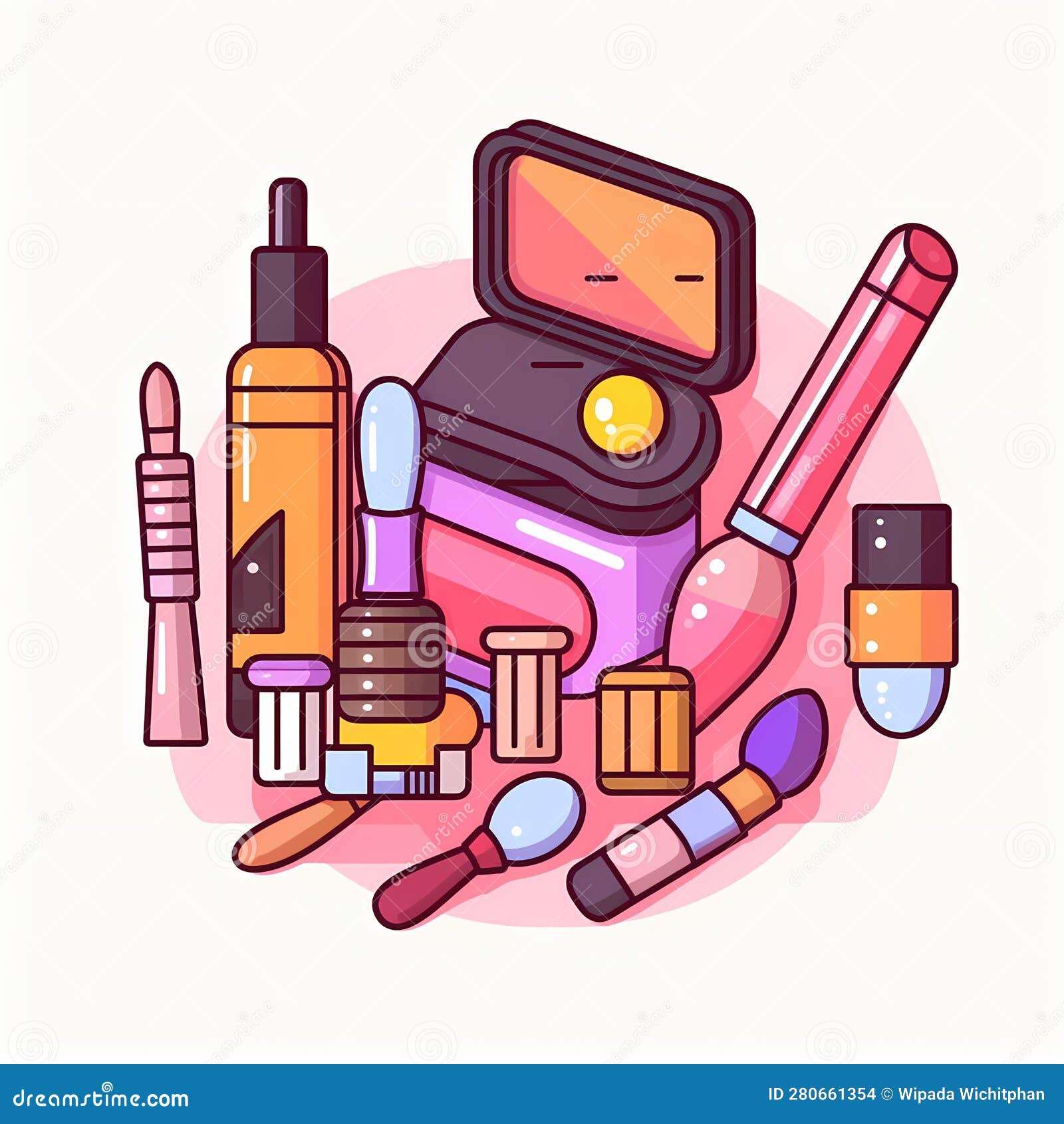 Makeup Elements Illustration, Cartoon Drawing Style Stock Illustration ...