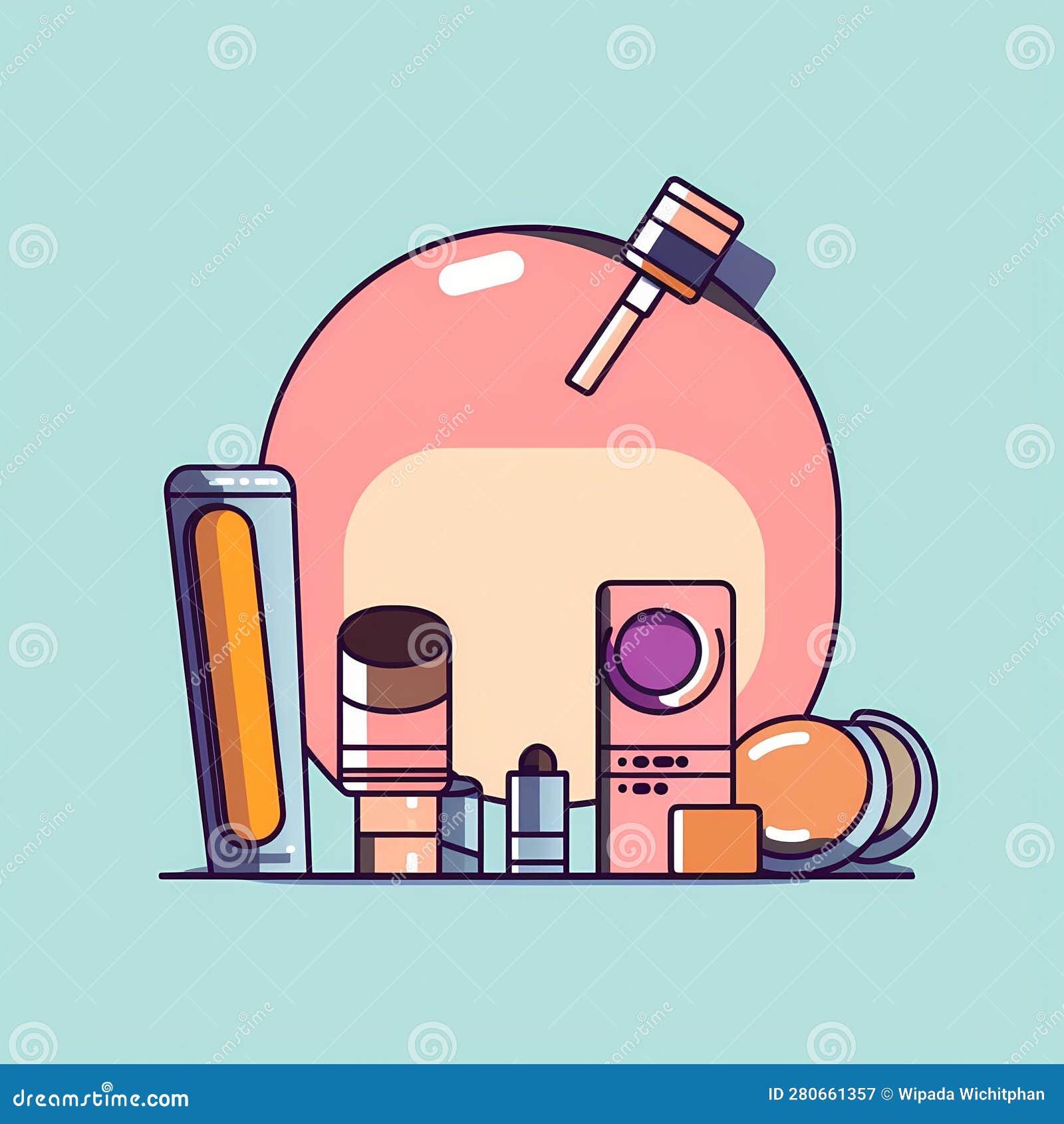 Makeup Elements Illustration, Cartoon Drawing Style Stock Illustration - Illustration of makeup ...