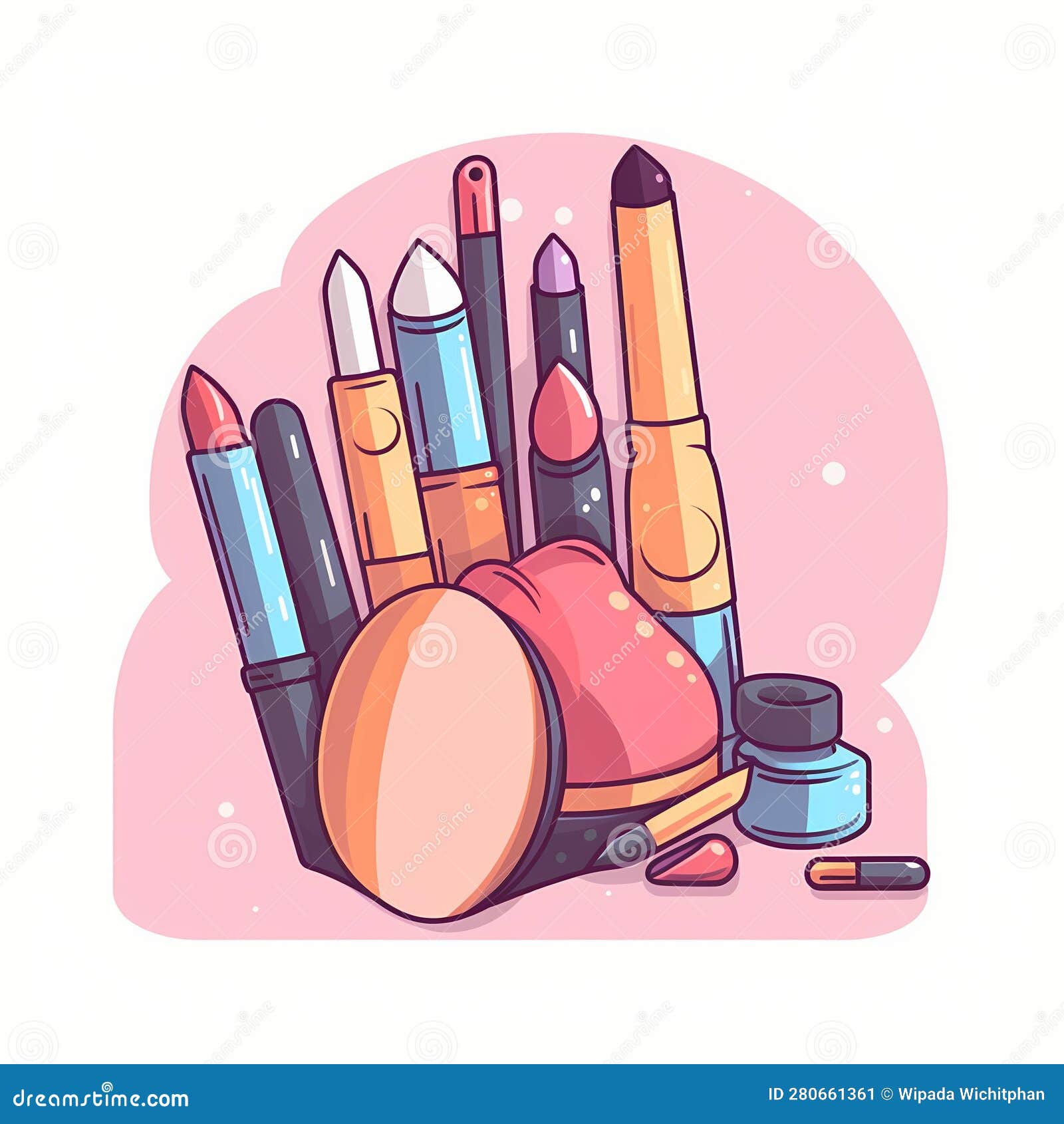 Makeup Elements Illustration, Cartoon Drawing Style Stock Illustration - Illustration of drawing ...