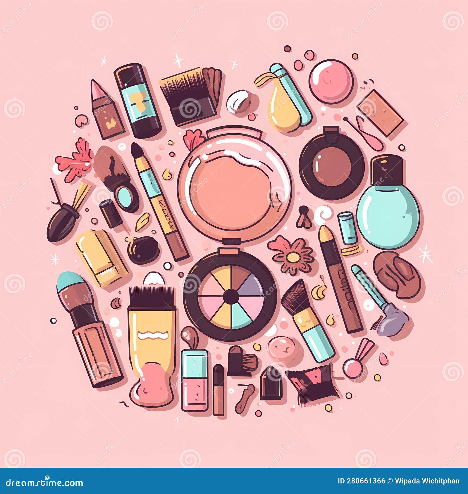 Makeup Elements Illustration, Cartoon Drawing Style Stock Illustration ...