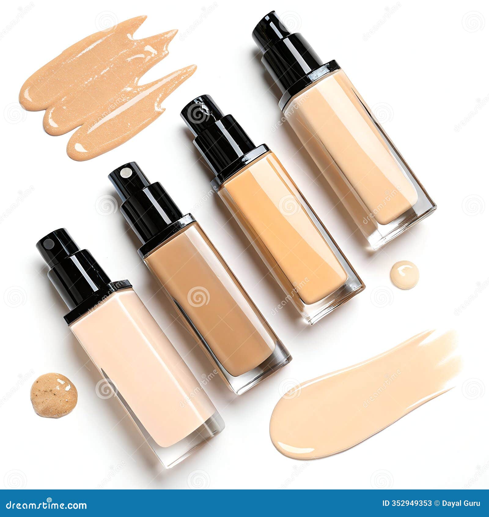 Makeup Foundation Bottles with Samples Isolated on White Stock Image ...