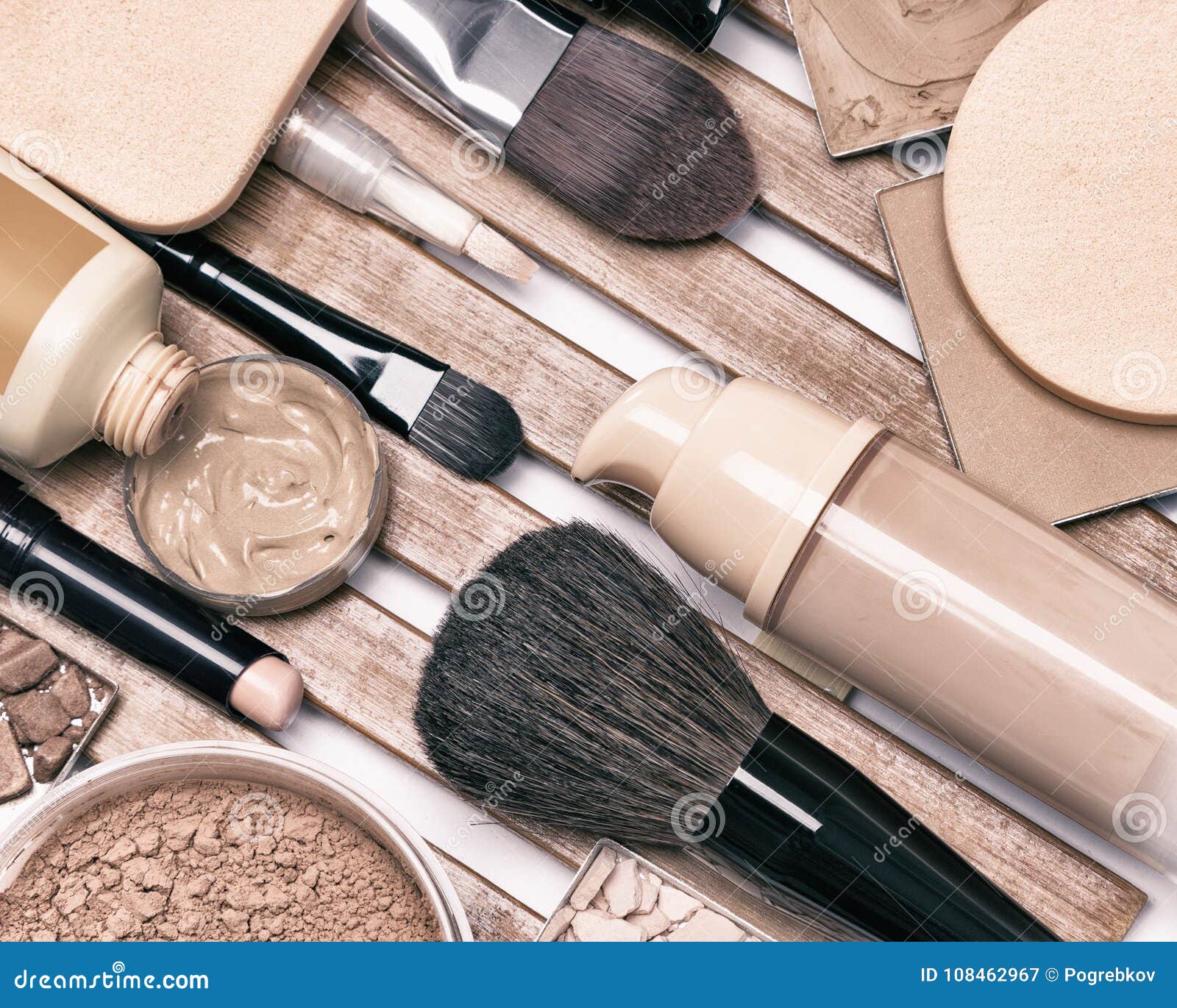 Makeup Foundation Products and Accessories Stock Image - Image of ...