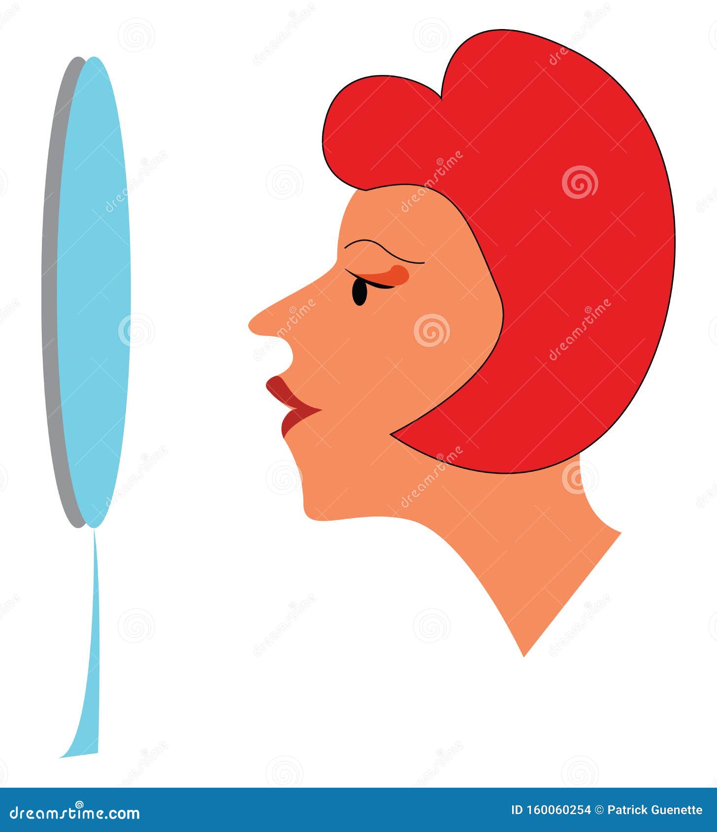 A Lady Admiring Herself in Front of a Mirror Vector Color Drawing or ...
