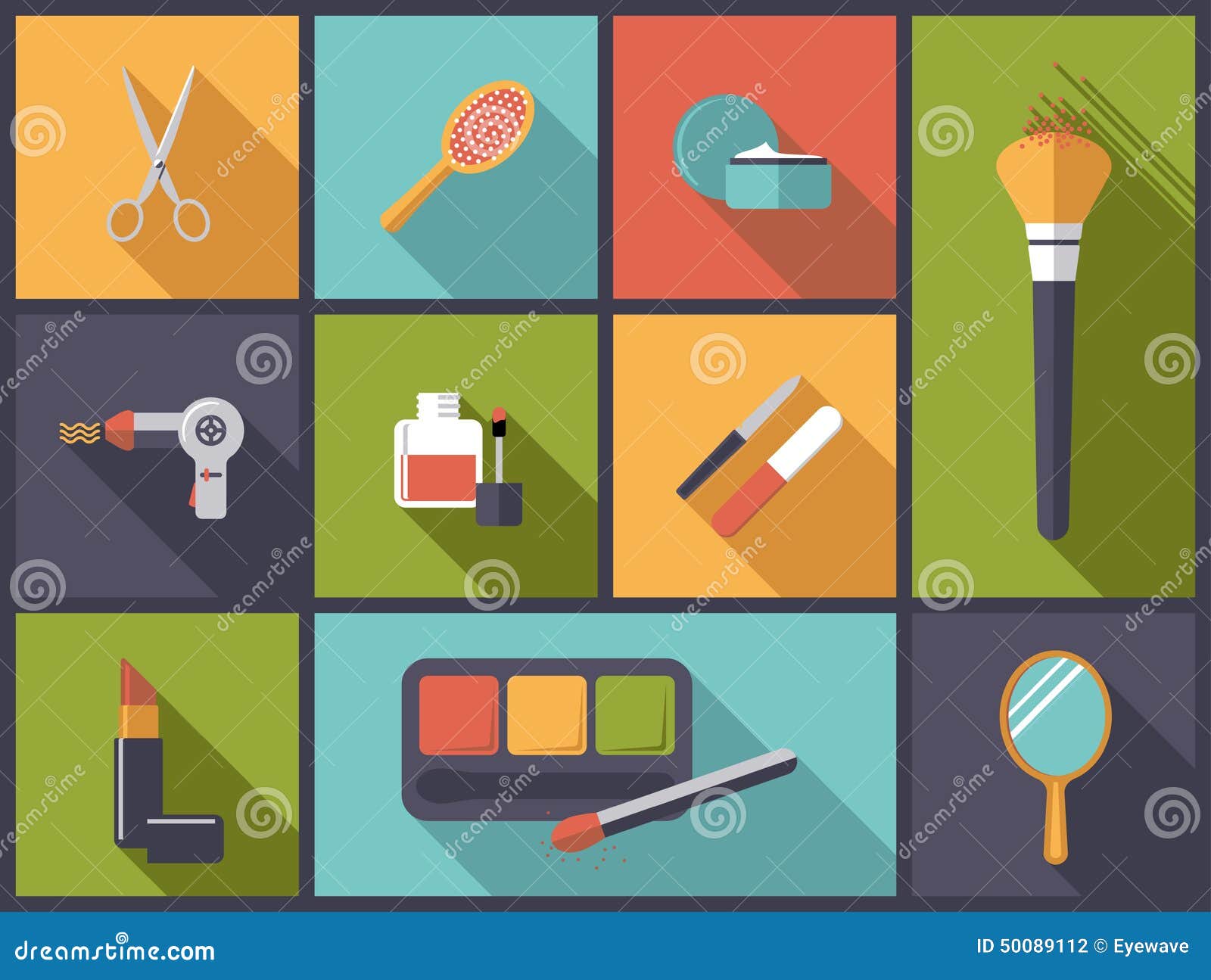 Makeup and Hair Styling Flat Design Icons Vector Illustration Stock ...