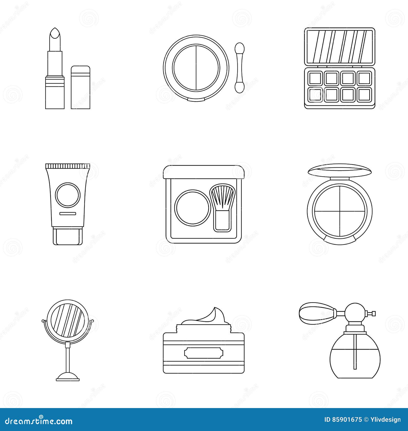 Makeup Icons Set, Outline Style Stock Vector - Illustration of outline ...