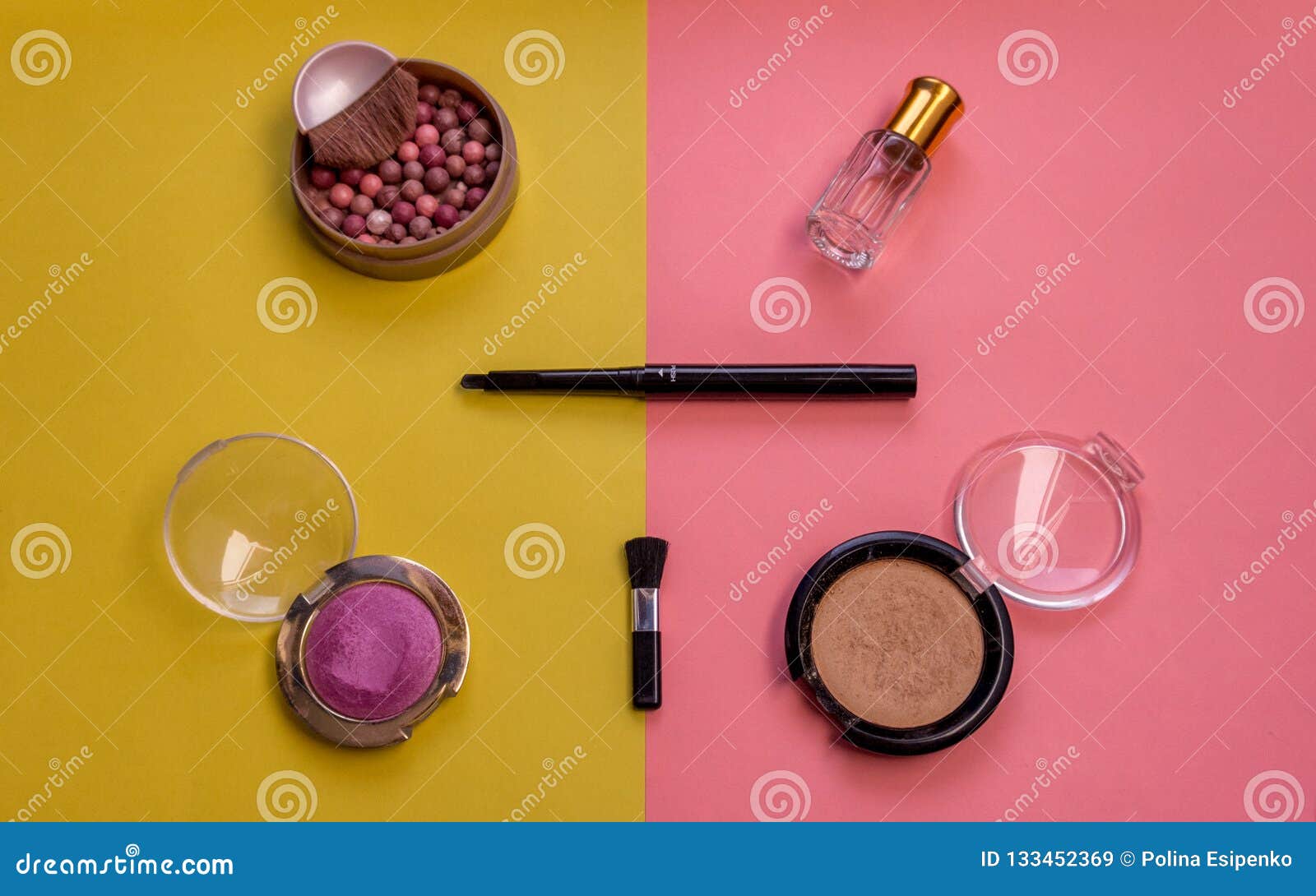 Makeup Kit on Pink Background Stock Image - Image of nmakeup ...