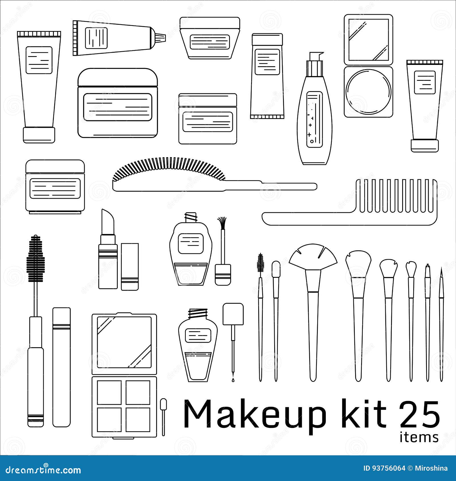 Makeup kit. Cosmetic set stock vector. Illustration of gloss - 93756064