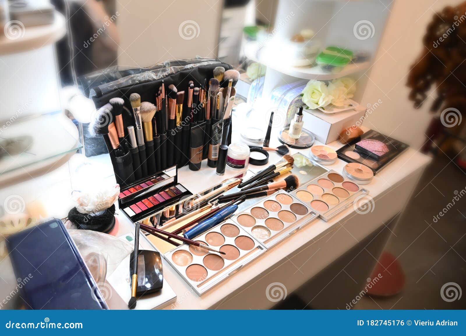 Makeup Kit ,make-up Table the Mirror Stock Photo - Image of fashion ...