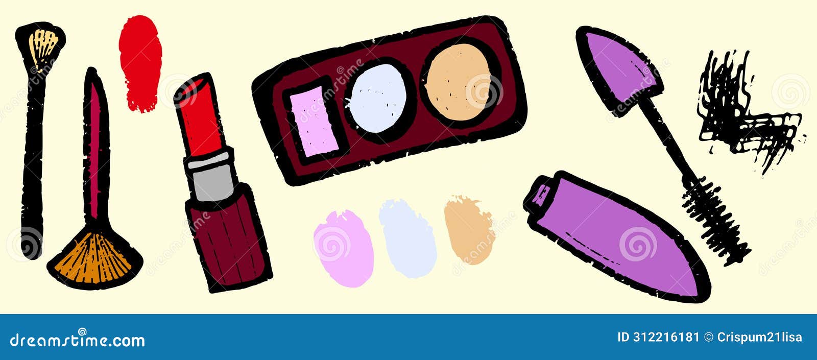 Makeup kit. Vector set, stock vector. Illustration of design - 312216181