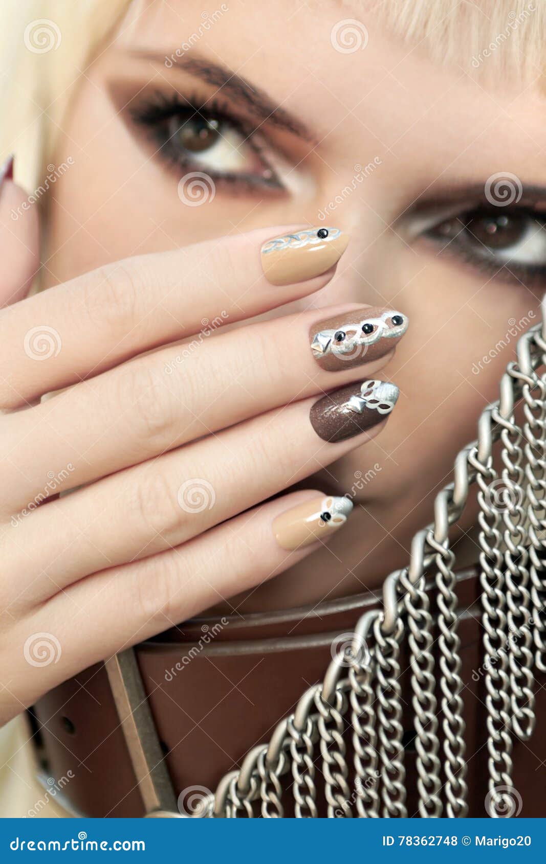 Makeup and Manicure Brown Chain. Stock Photo - Image of face, brown ...