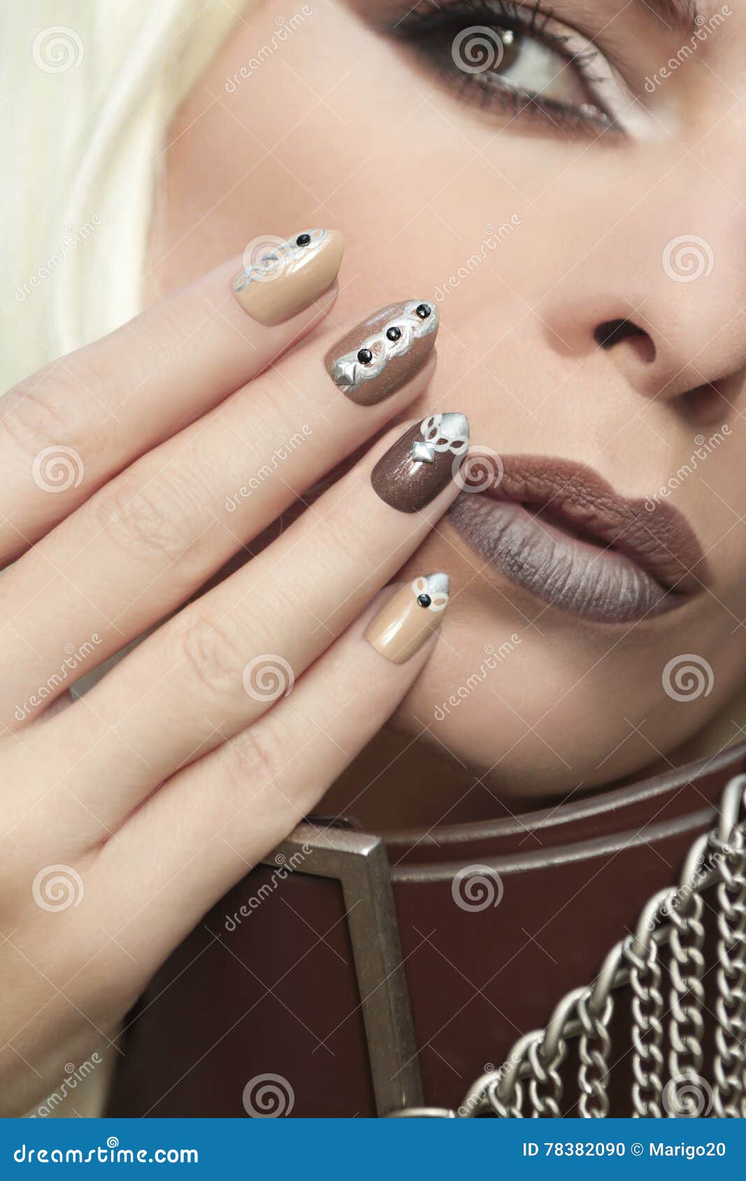 Makeup and Manicure Brown Chain. Stock Photo - Image of glance, fingers ...