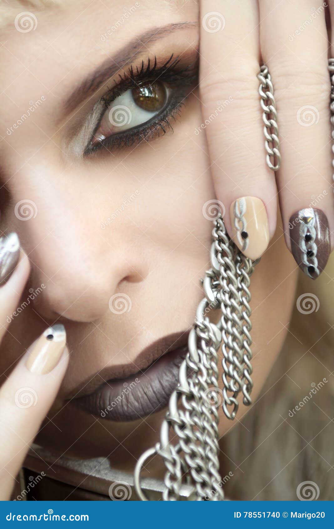 Makeup and Manicure Brown Chain. Stock Photo - Image of creativity ...