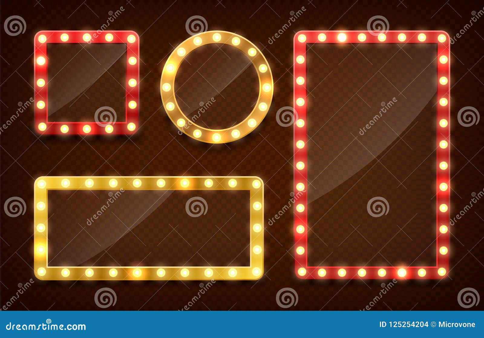Light Bulbs Vintage Neon Glow Frame Vector Illustration ...