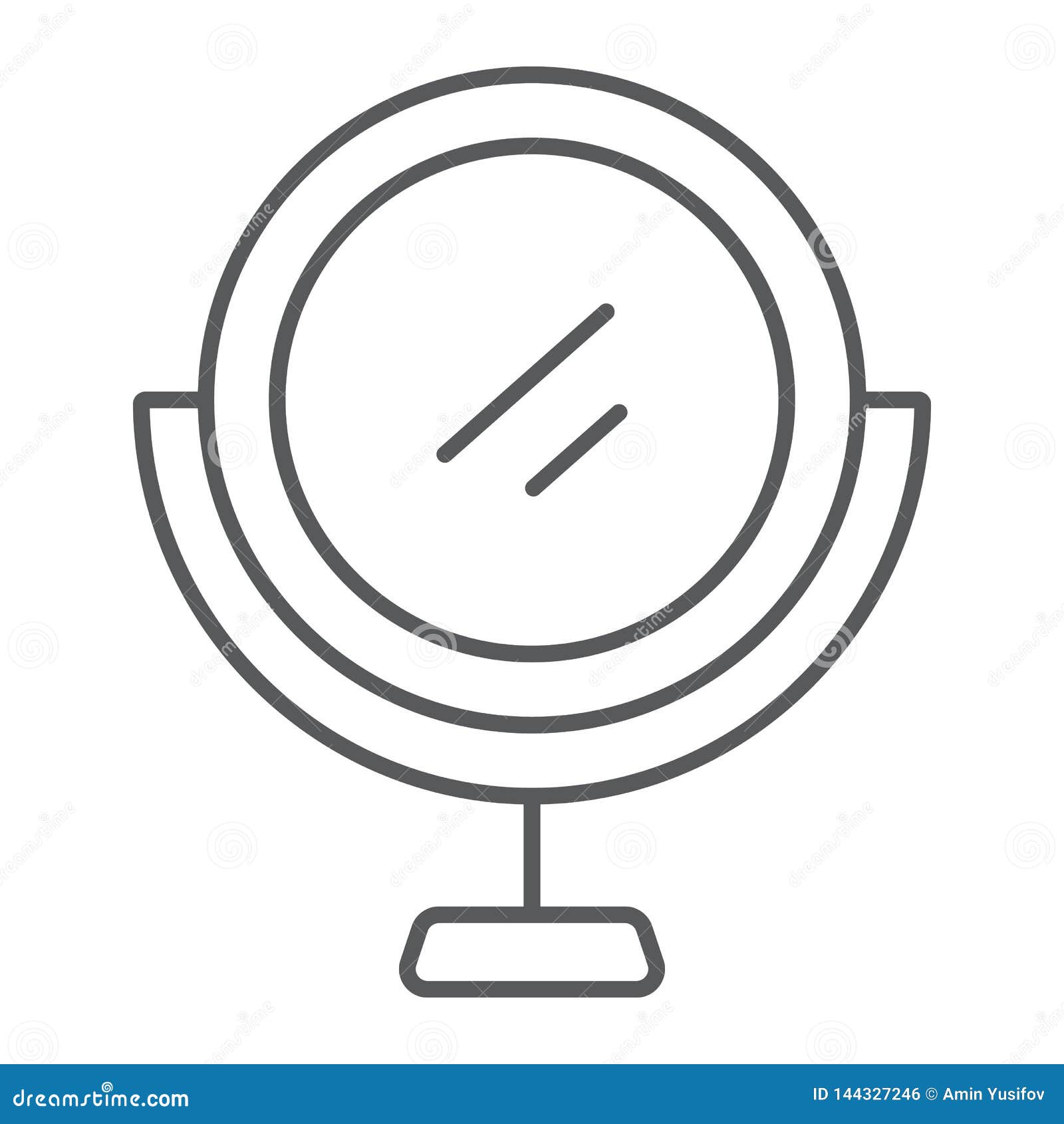 Makeup Mirror Thin Line Icon, Accessory and Cosmetic, Round Mirror Sign ...