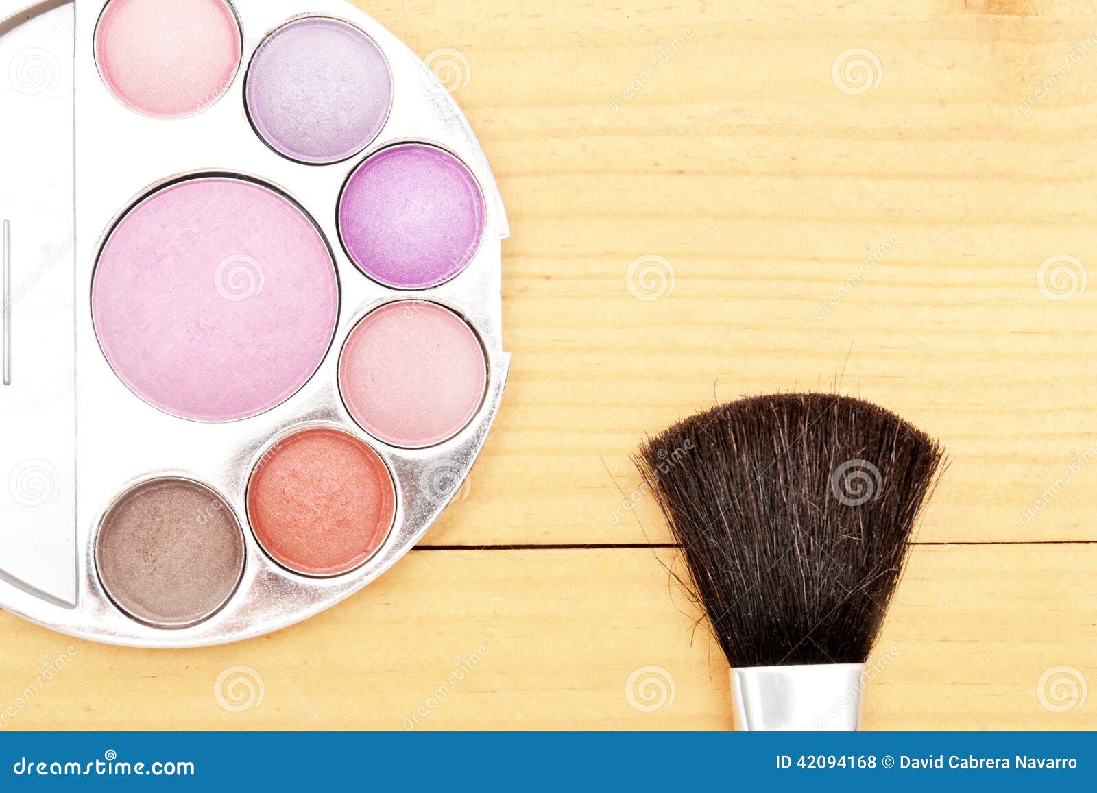 Makeup objects on wood stock photo. Image of brush, female - 42094168