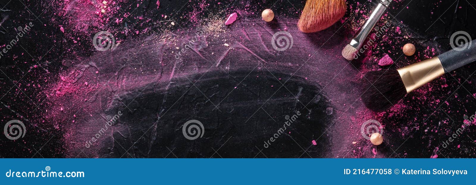 Makeup Panoramic Header with Copyspace on Black Stock Photo - Image of ...