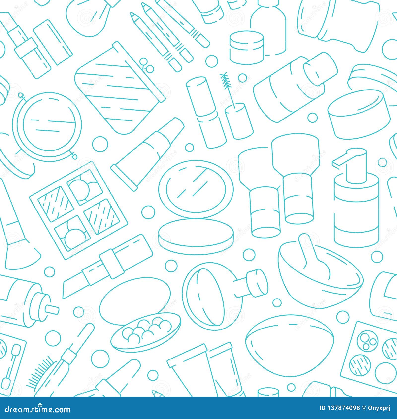 Makeup Pattern. Hair Brush Eyeshadows Lipstick Nails Vector Seamless ...