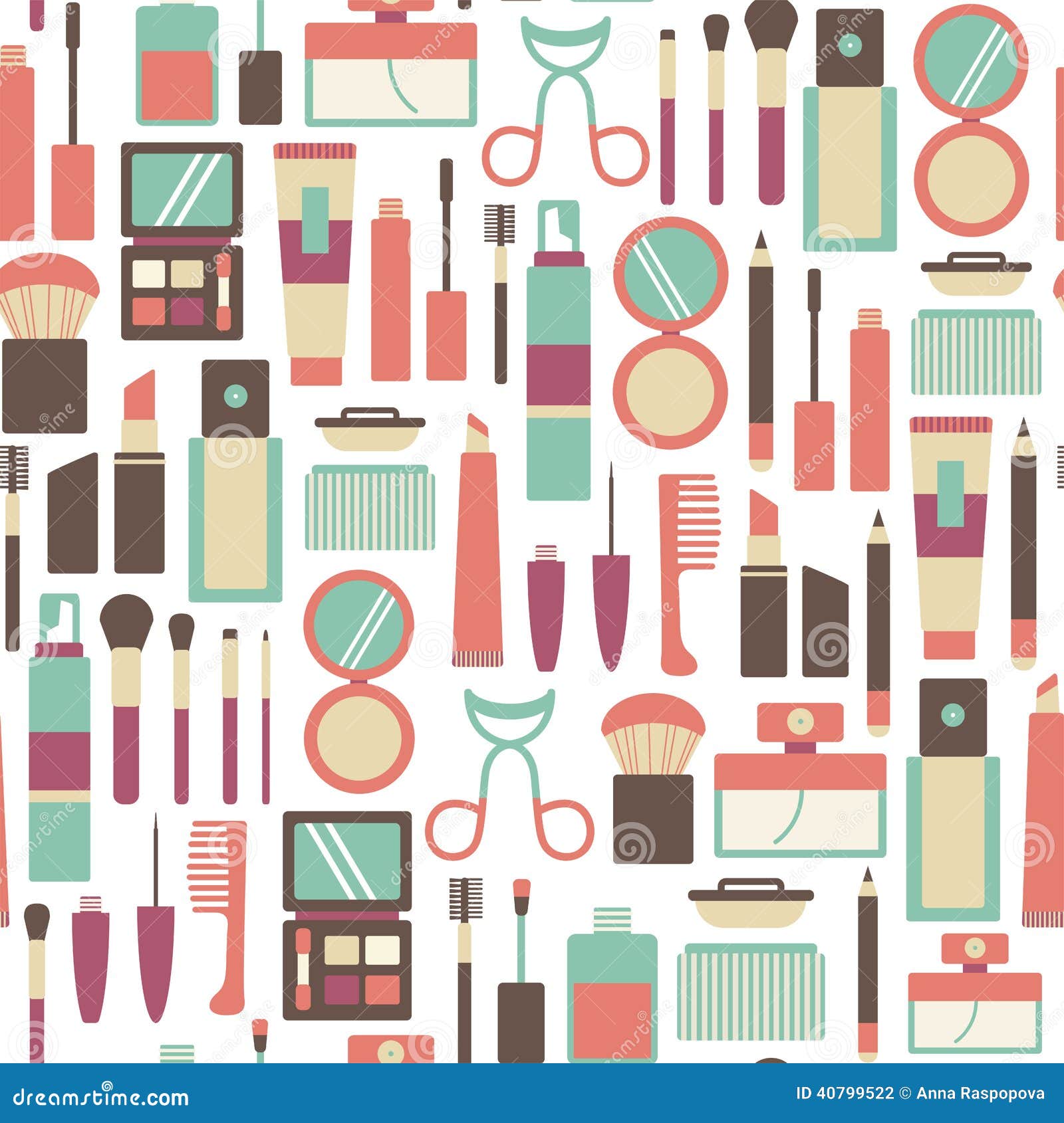 Makeup pattern stock vector. Illustration of curler, brush - 40799522