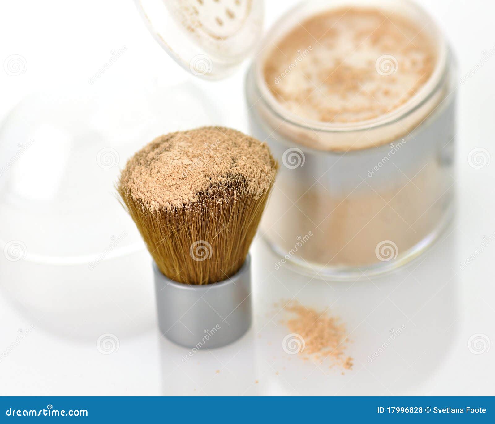 Makeup powder and brush stock photo. Image of care, beige - 17996828