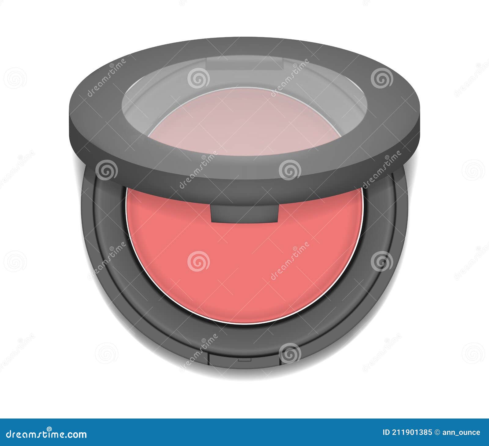 Makeup Product Packaging. Make-up Blush Open Round Case Top View ...