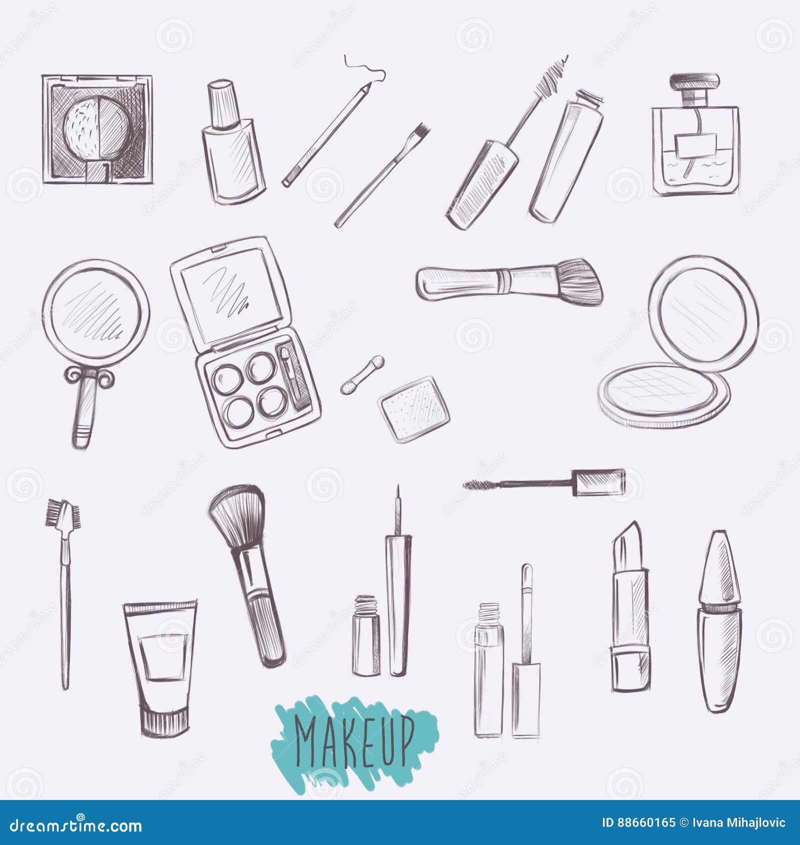 Makeup products set. stock illustration. Illustration of manicure ...