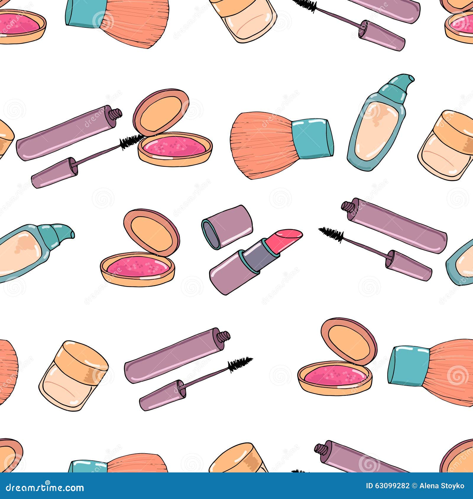 Makeup seamless pattern stock vector. Illustration of face - 63099282