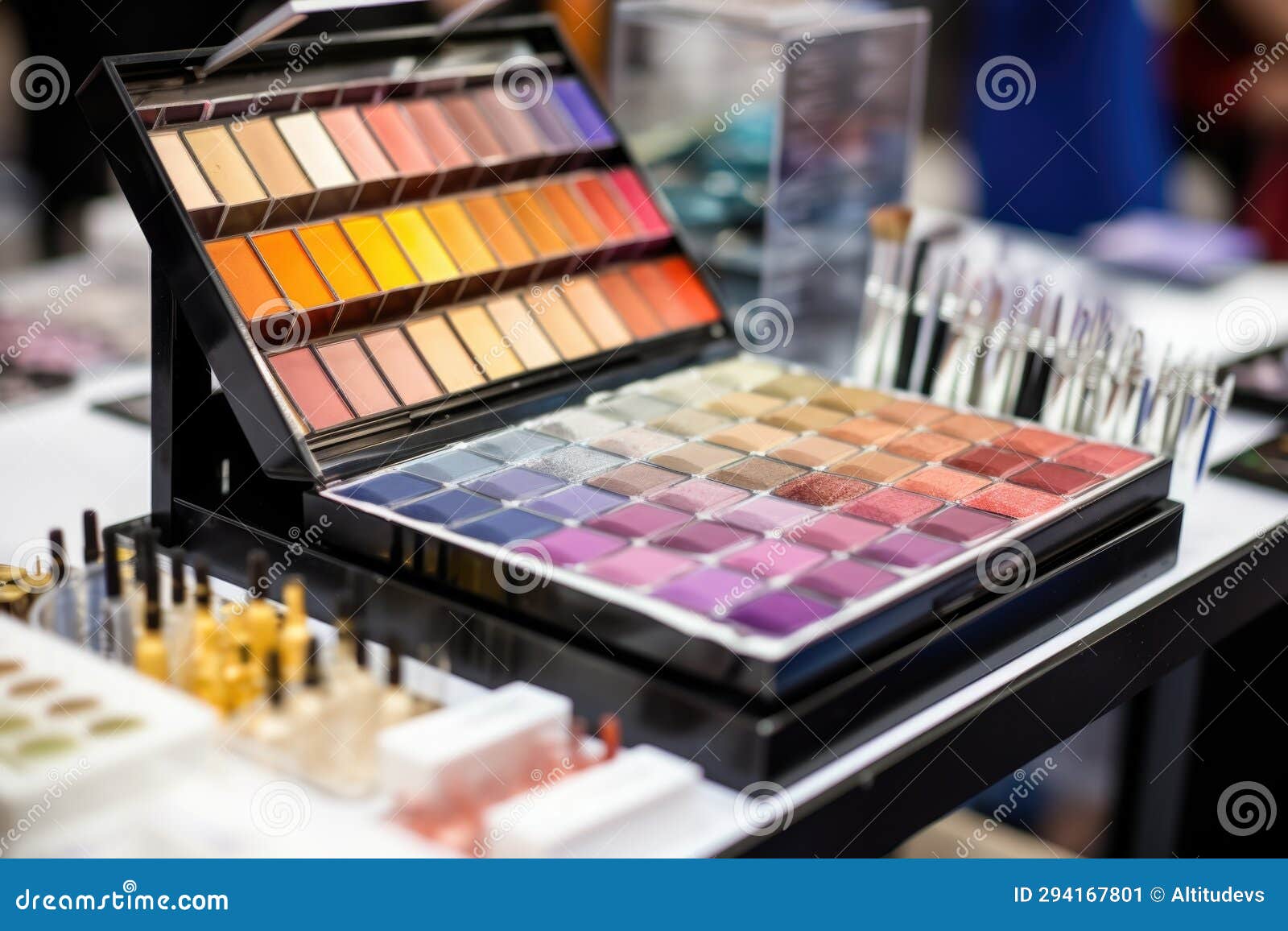 Makeup Set with Various Color Palettes at a Stand Stock Image - Image ...