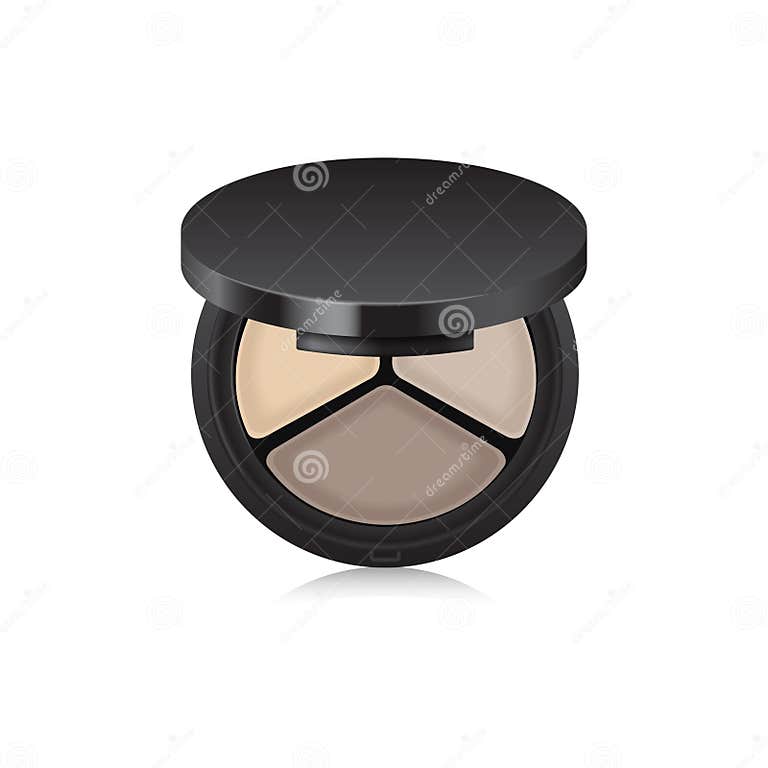 Makeup Shadow, Bronzer, Corrector in Black Case. Opened Box on White ...