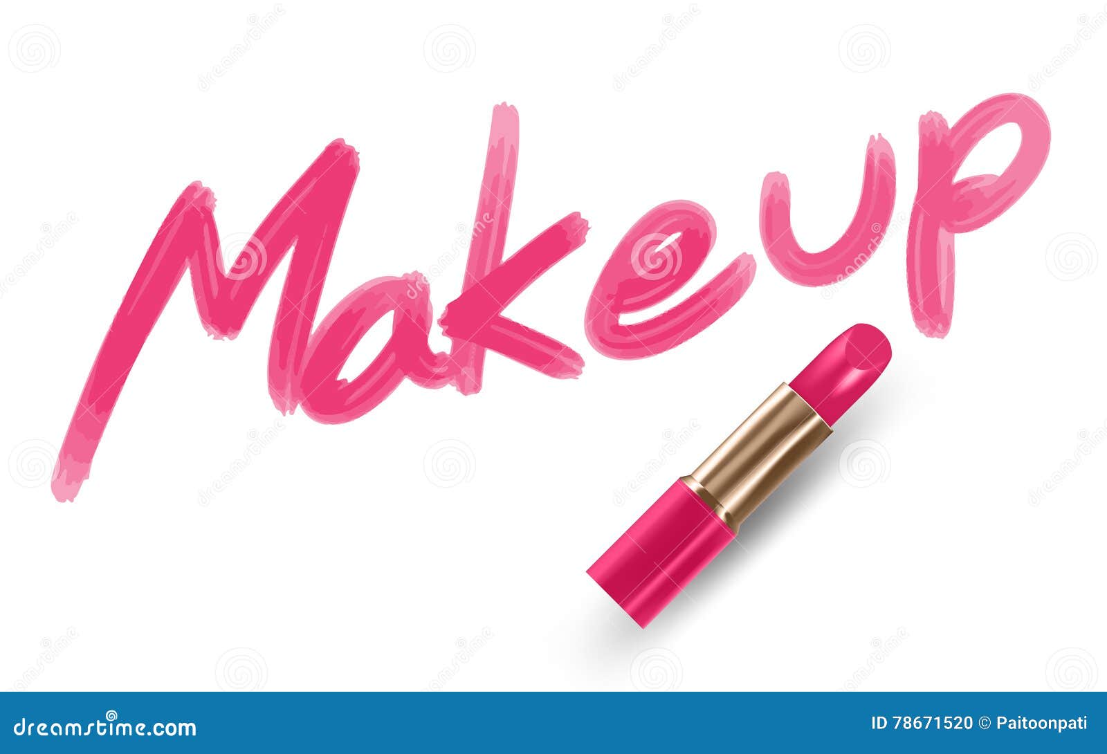 Makeup Text Write by Lipstick Pink Color Stock Vector - Illustration of ...