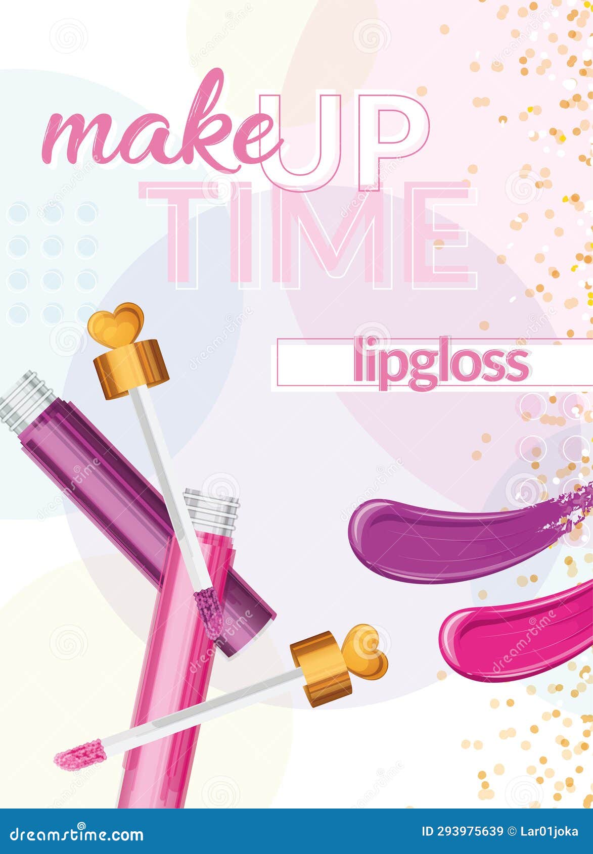Makeup Time Poster with Colored Lipgloss Vector Stock Vector ...