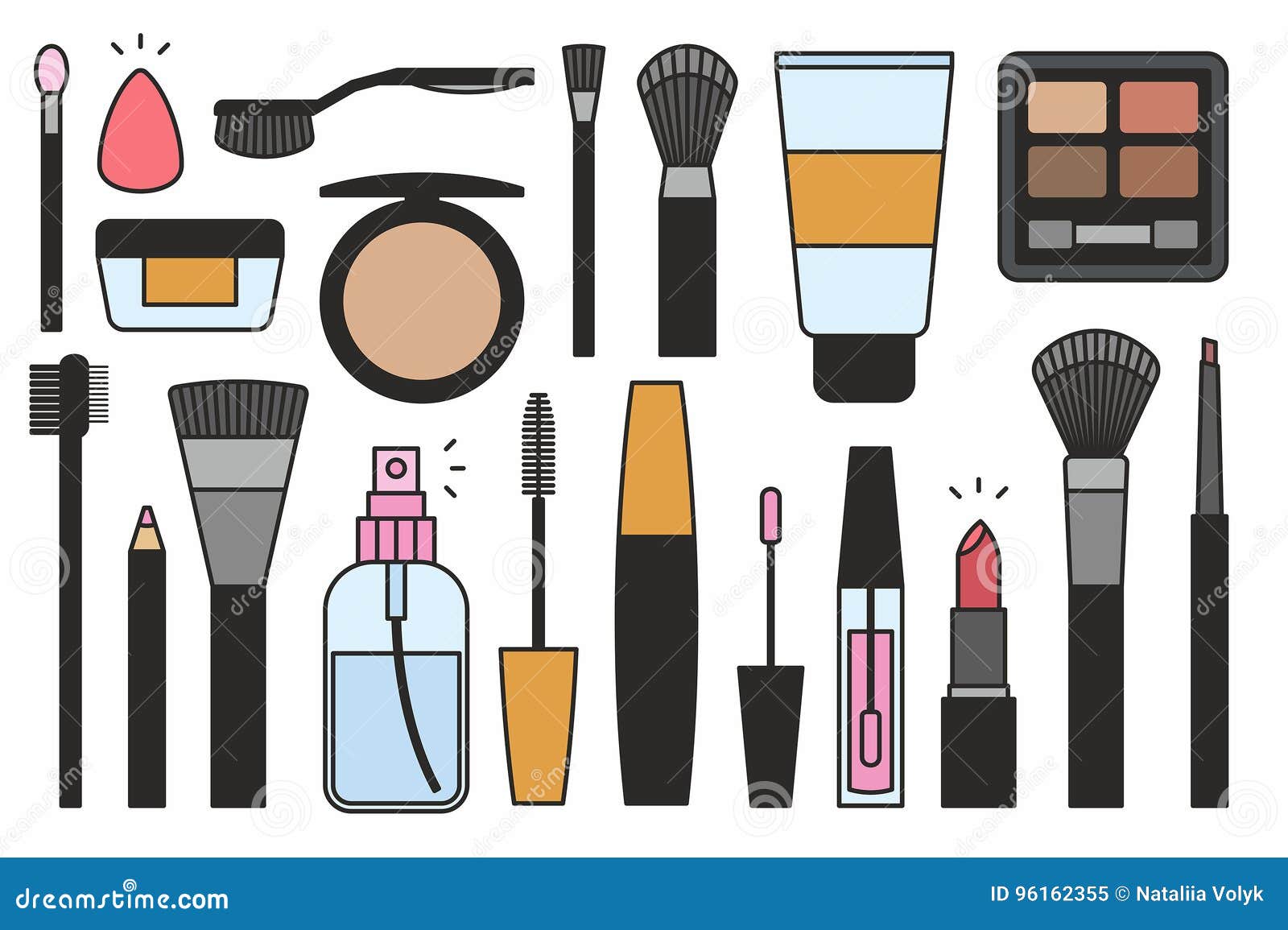 Makeup tools Icons stock vector. Illustration of elegance - 96162355