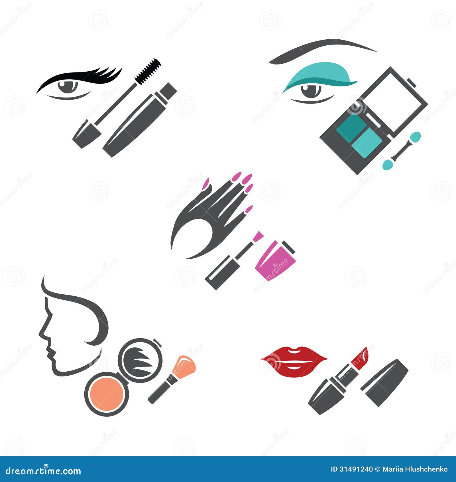 Makeup stock vector. Illustration of face, lips, icon - 31491240