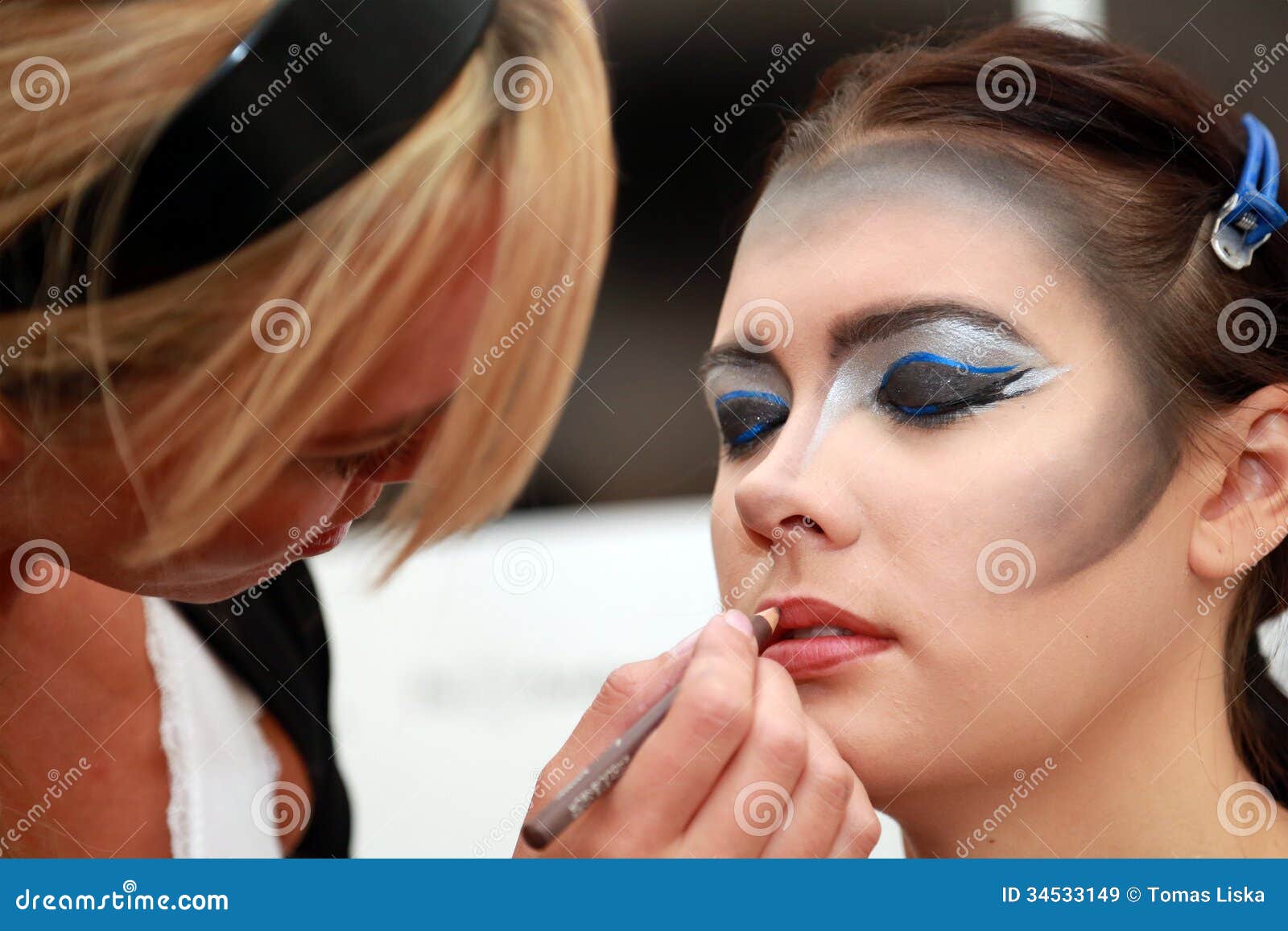 Makeup editorial stock image. Image of women, face, hand - 34533149