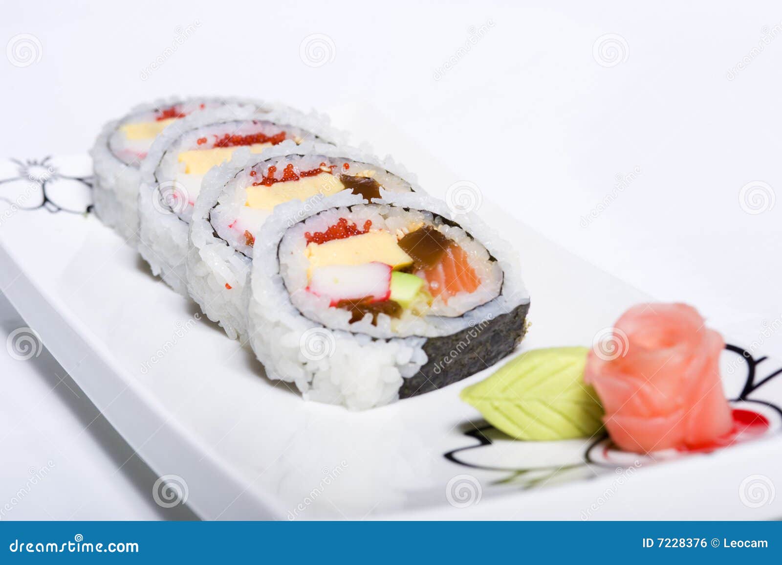 Maki roll on plate stock photo. Image of dinner, plate - 7228376