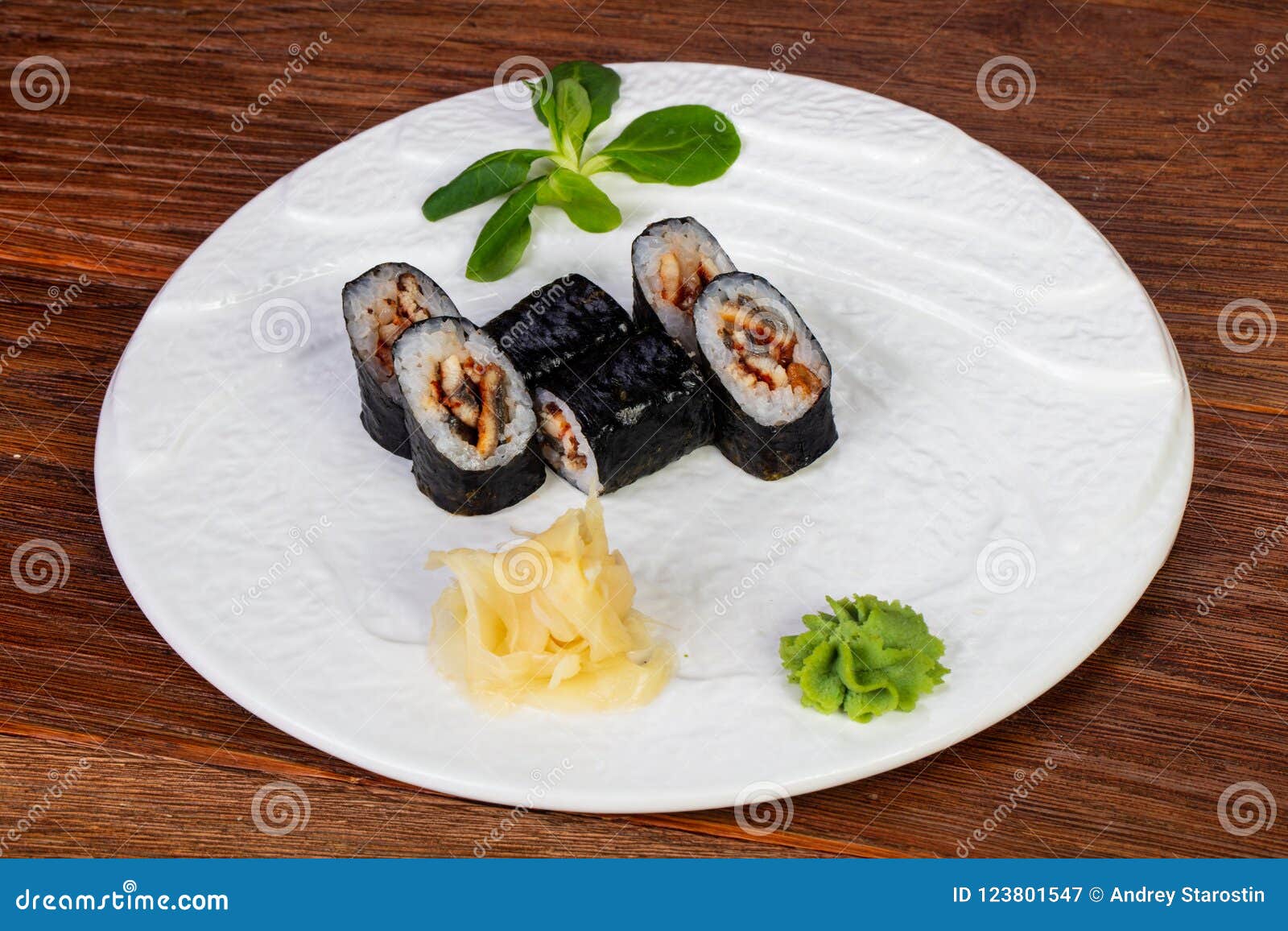 Maki roll Unagi - Eel stock image. Image of cuisine - 123801547