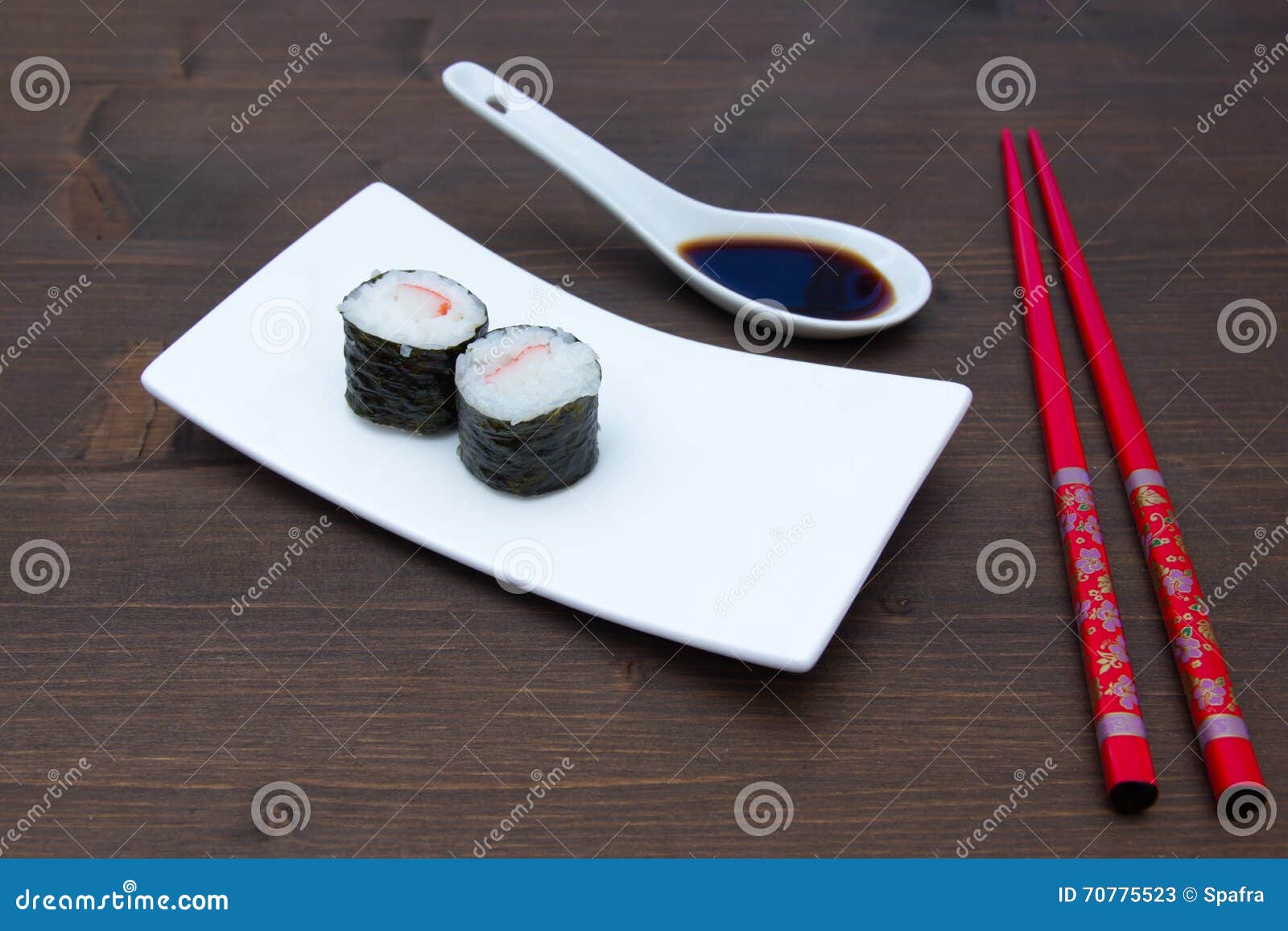 Maki with surimi on wood stock image. Image of sashimi - 70775523