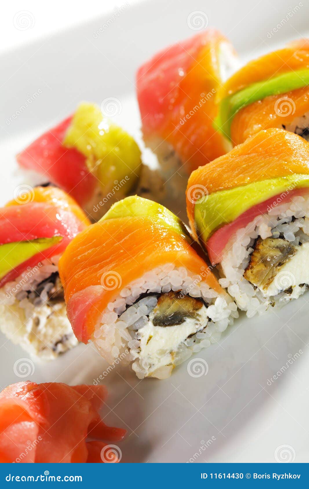 Maki Sushi - Rainbow Roll stock photo. Image of japan - 11614430