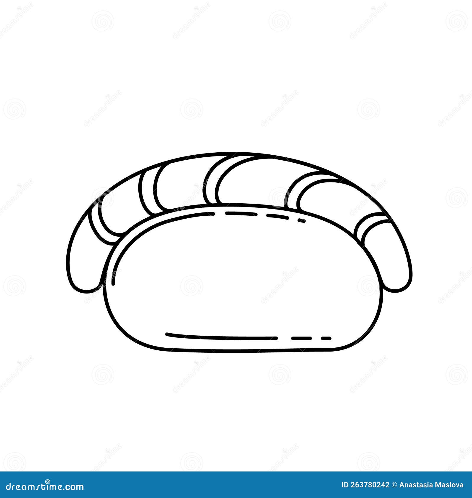 Maki Sushi Roll Outline Style Vector Illustration Isolated on White ...
