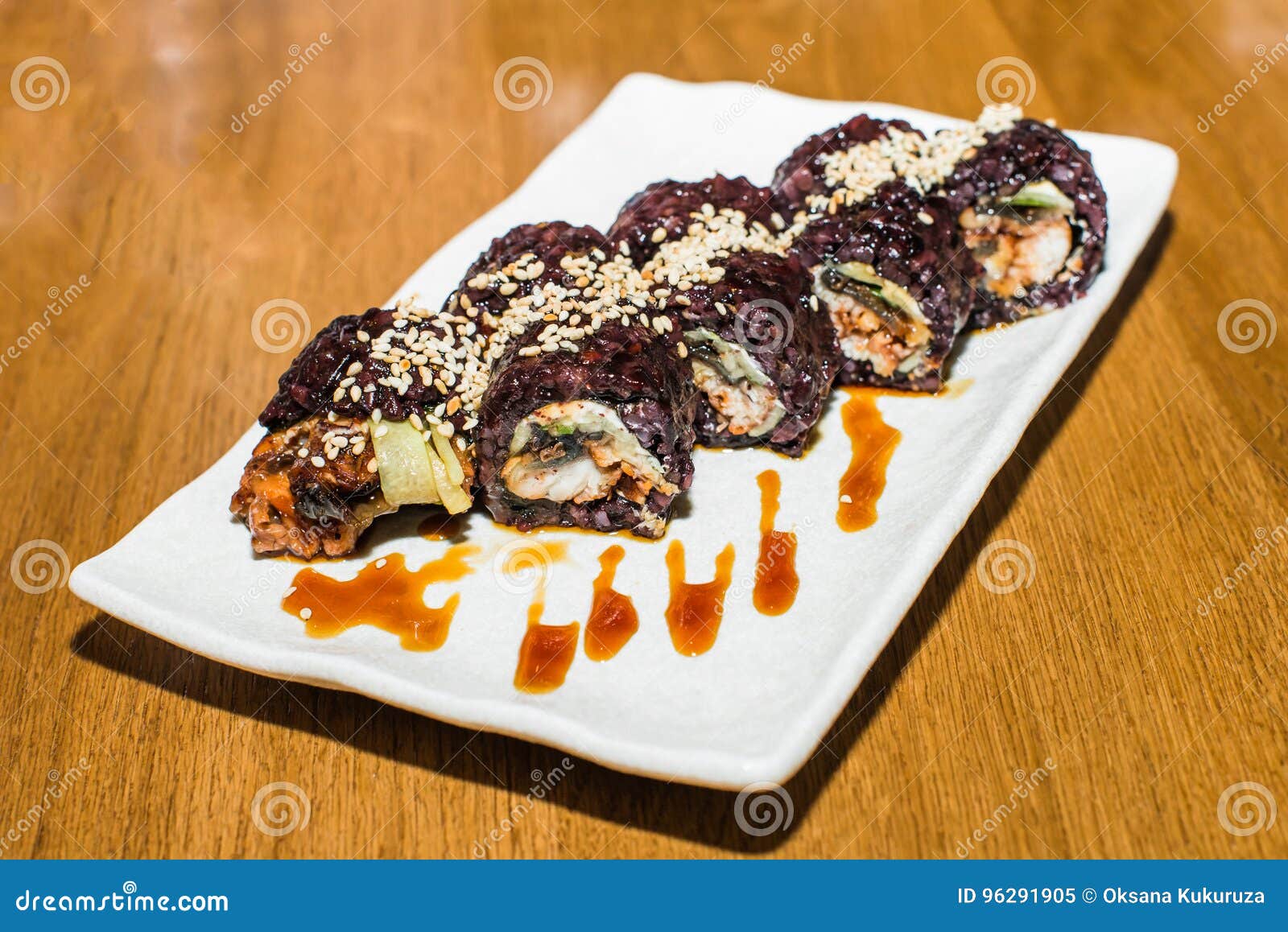 Maki Sushi set stock image. Image of table, wooden, asia - 96291905