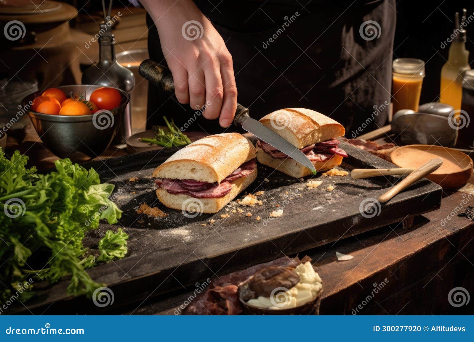 Making of an Artisan Pressed Sandwich with a Cast Iron Tool Stock Photo ...
