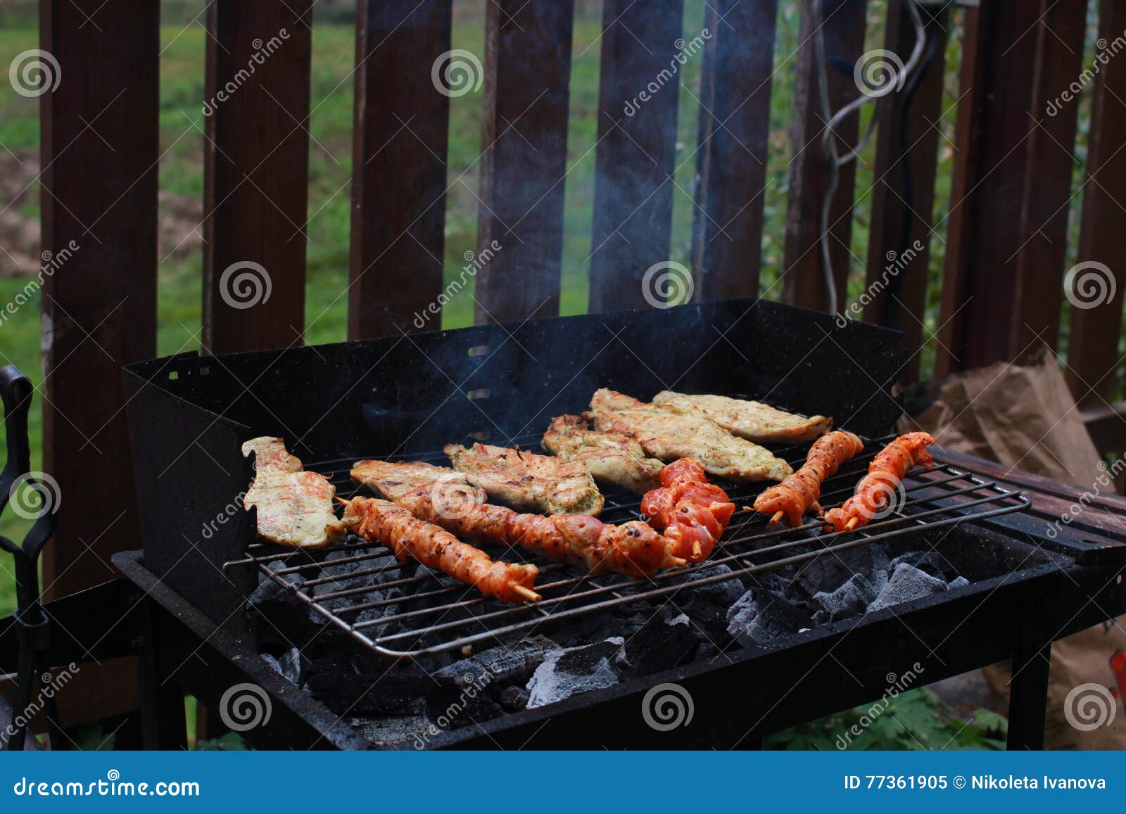 Making barbecue outside stock image. Image of smoke, smoked - 77361905
