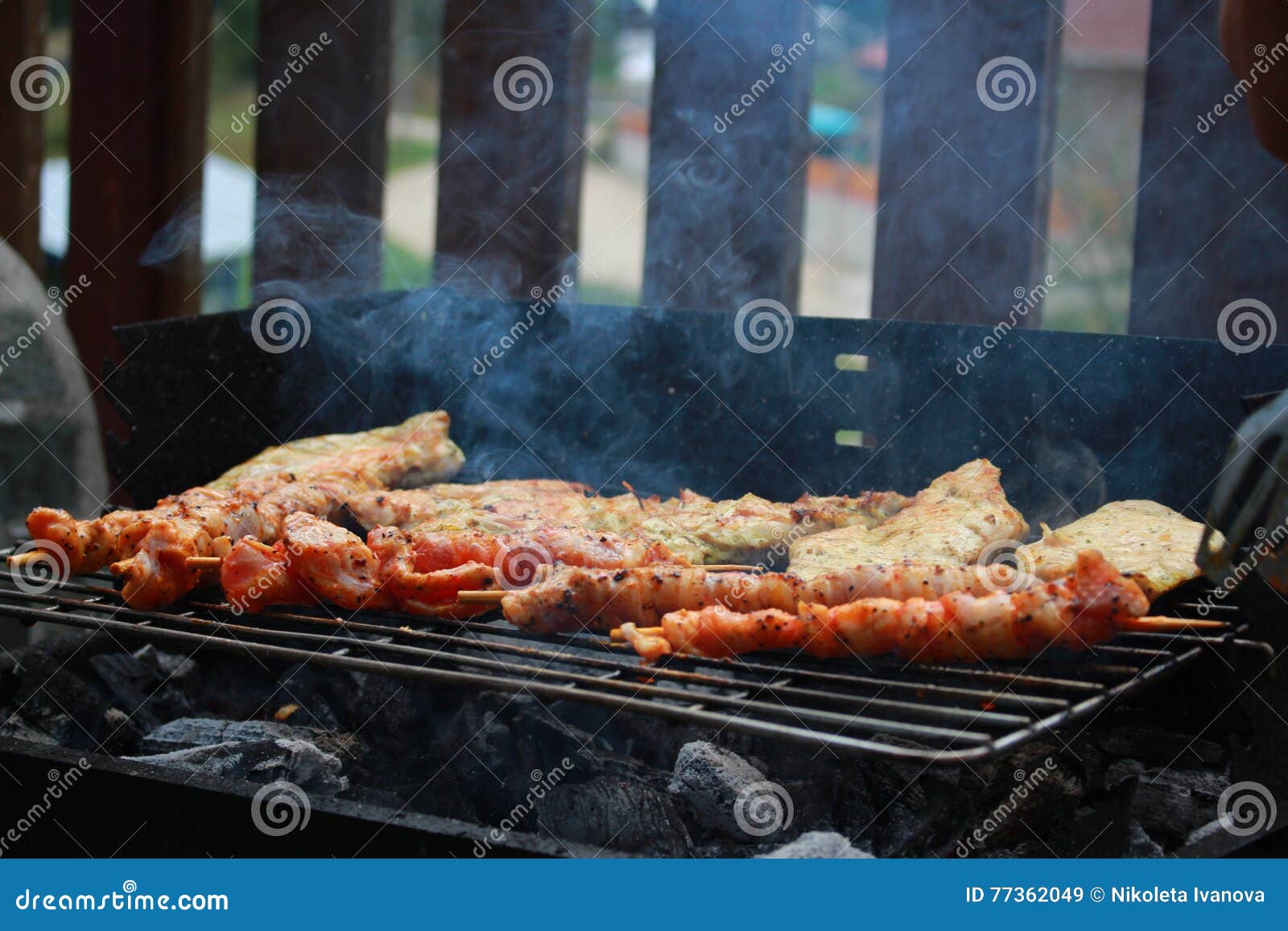 Making barbecue outside stock image. Image of lunch, homemade - 77362049