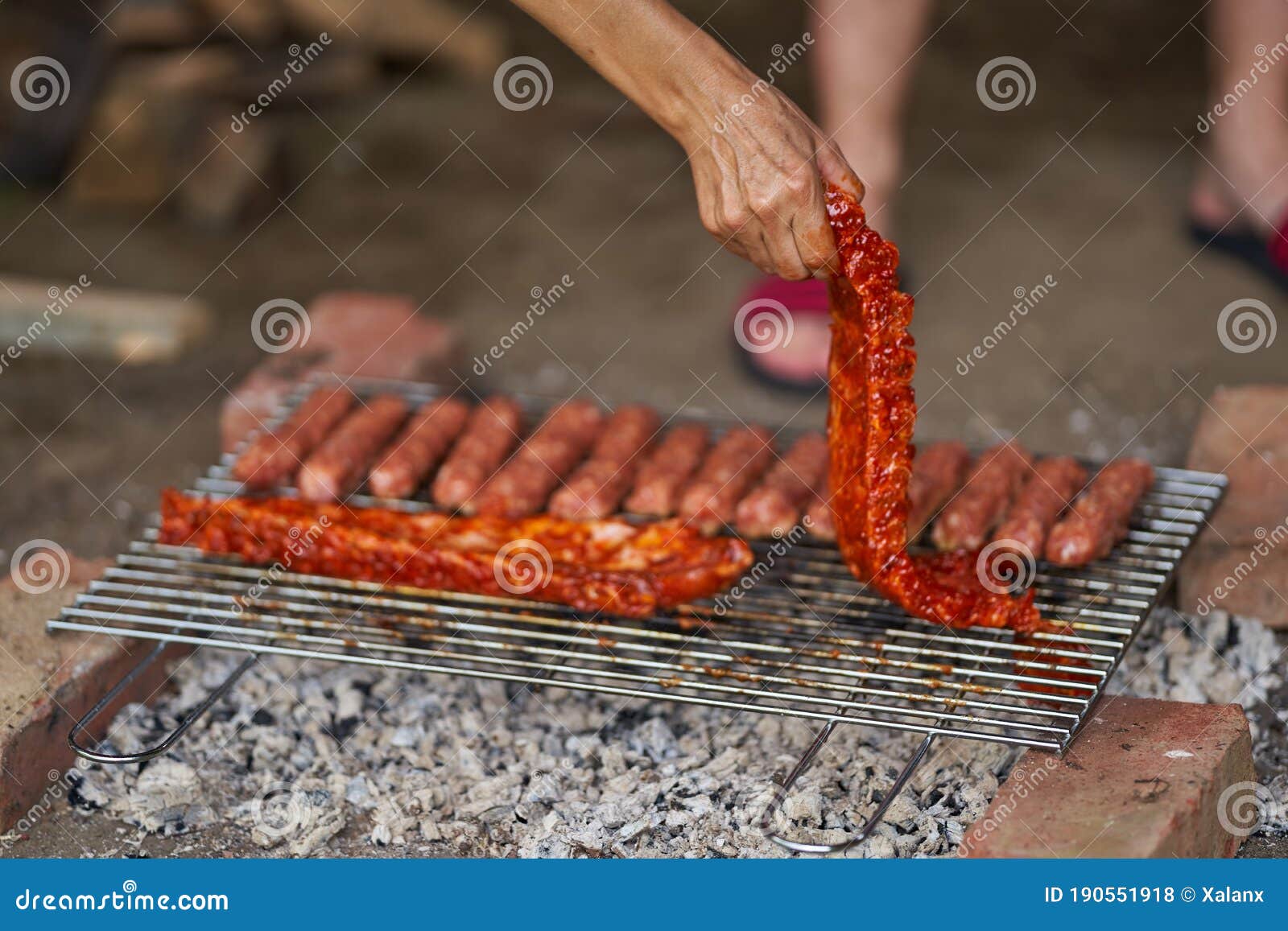 Making a barbecue stock photo. Image of gourmet, meal - 190551918