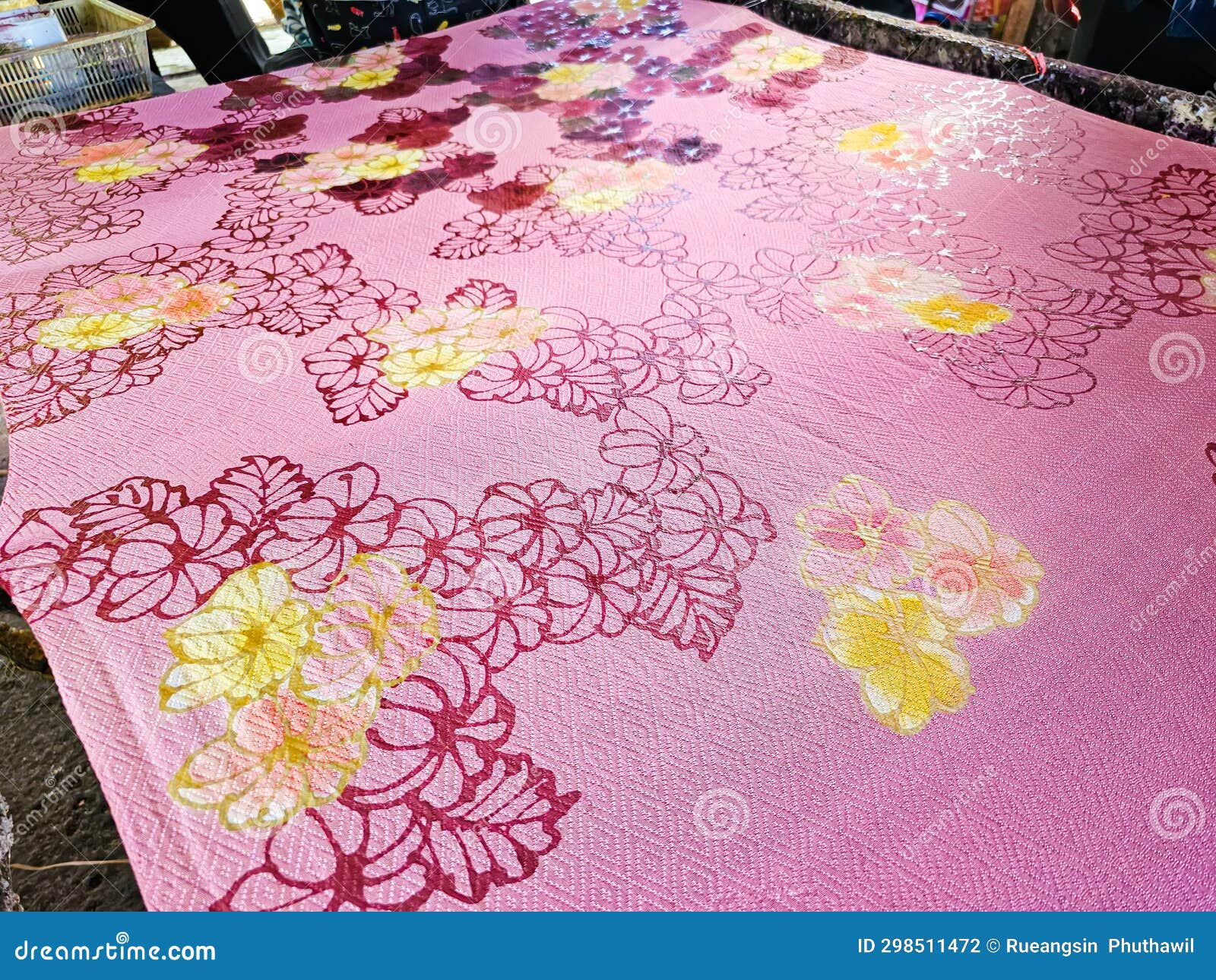 Batik Fabric with Beautiful Colorful Patterns in Thailand Stock Photo ...